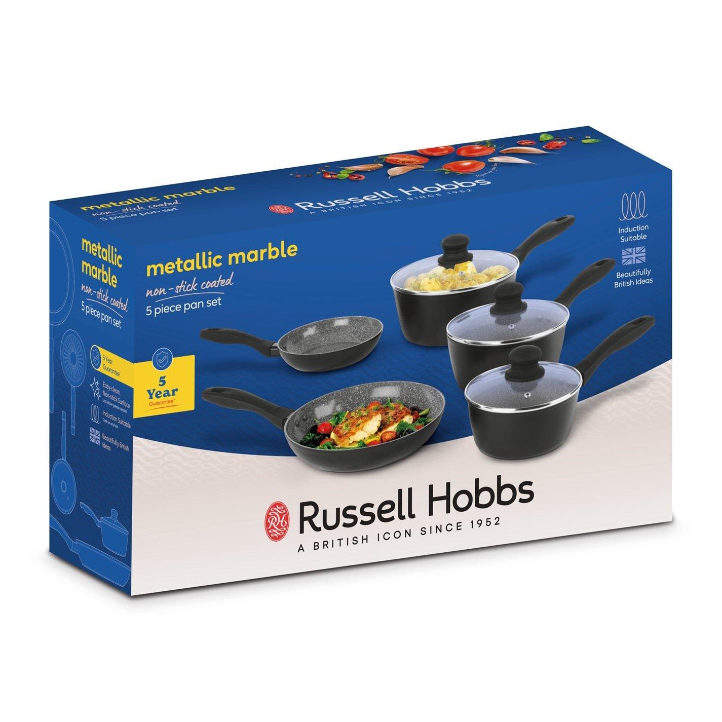 Russell Hobbs Metallic Marble 5 Piece Aluminium Non-Stick Induction Pan ...