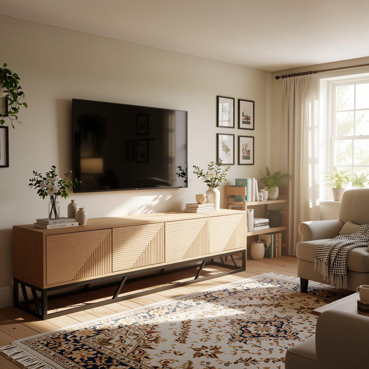 Biba | Mabel Grooved Oak Colour Wooden TV Unit 4 Doors | TV Stands ...