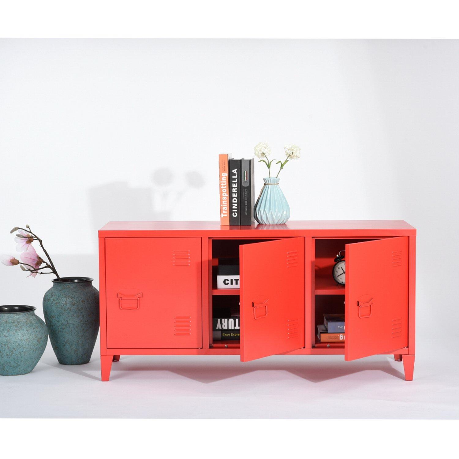 FurnitureR | Metal Sideboard Cabinet with 3 Doors and Internal Shelves ...
