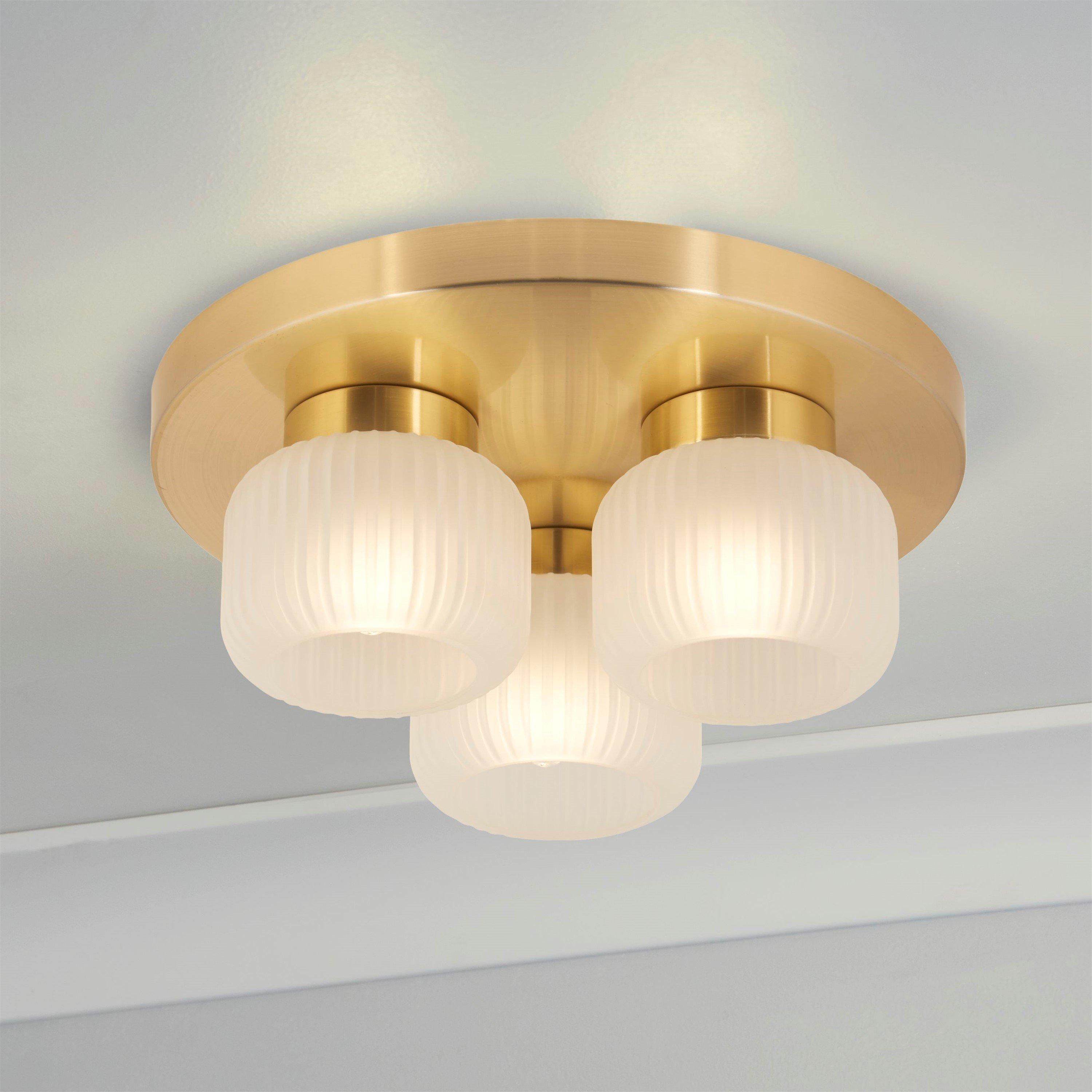 Lighting Collection | Frosted Glass 3 Light Pendant | Ceiling Lights ...