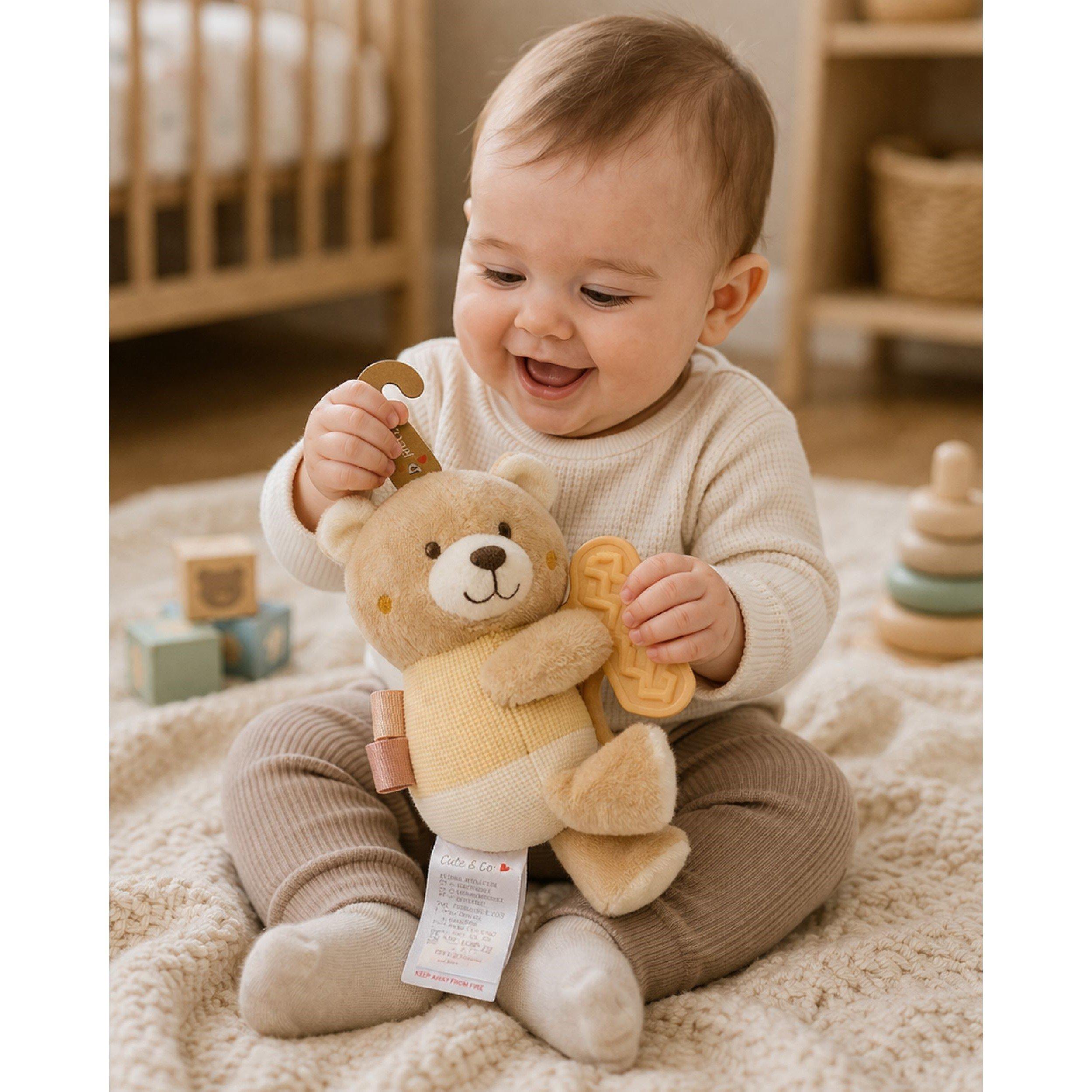 Cute and Co & Co Baby Bear Soft Toy with Large Teether | FRASERS