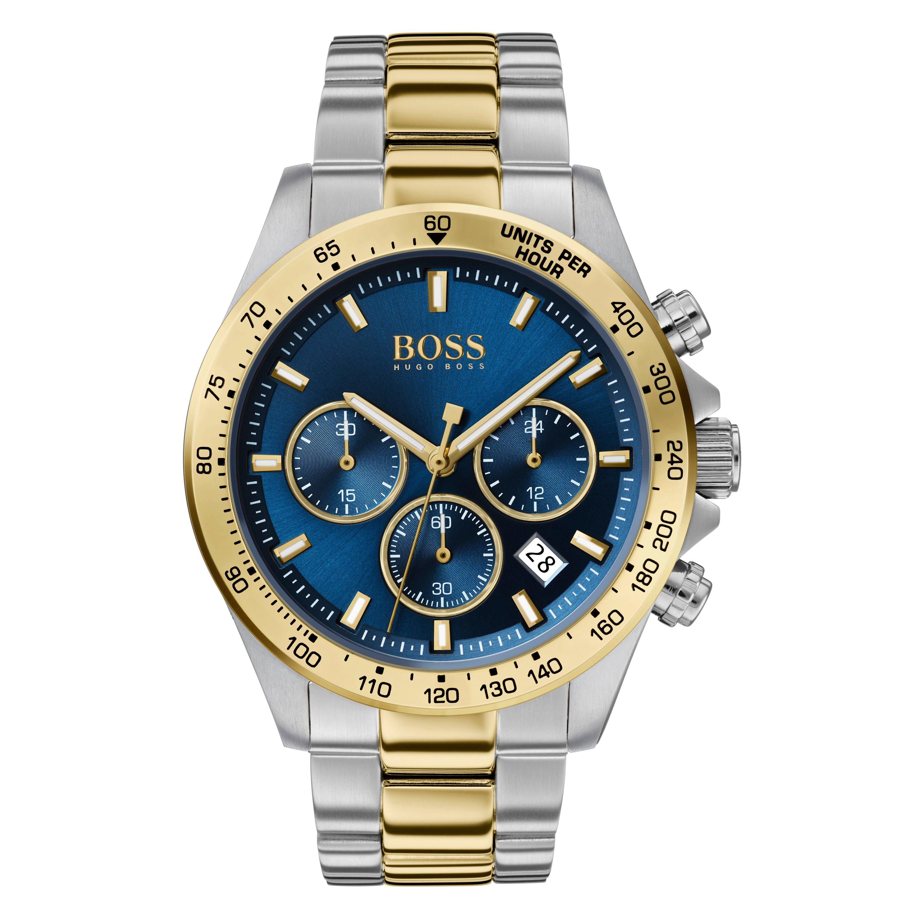 Boss Jewellery Gents BOSS Hero Dial Two Tone Bracelet Watch Analogue Quartz Watches USC