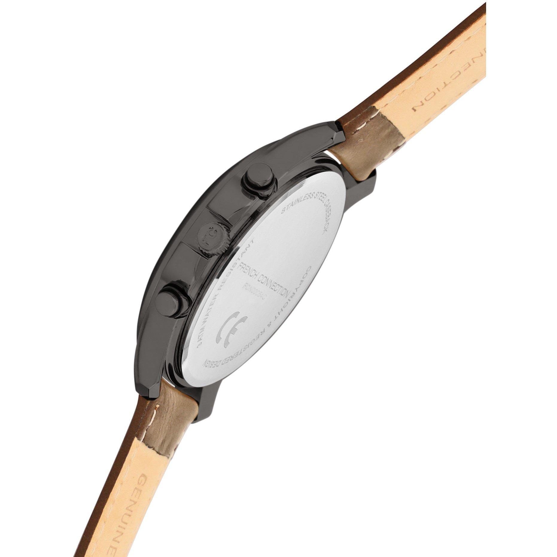 French Connection | Connection czar GUN Round Analog Watch With Brown ...