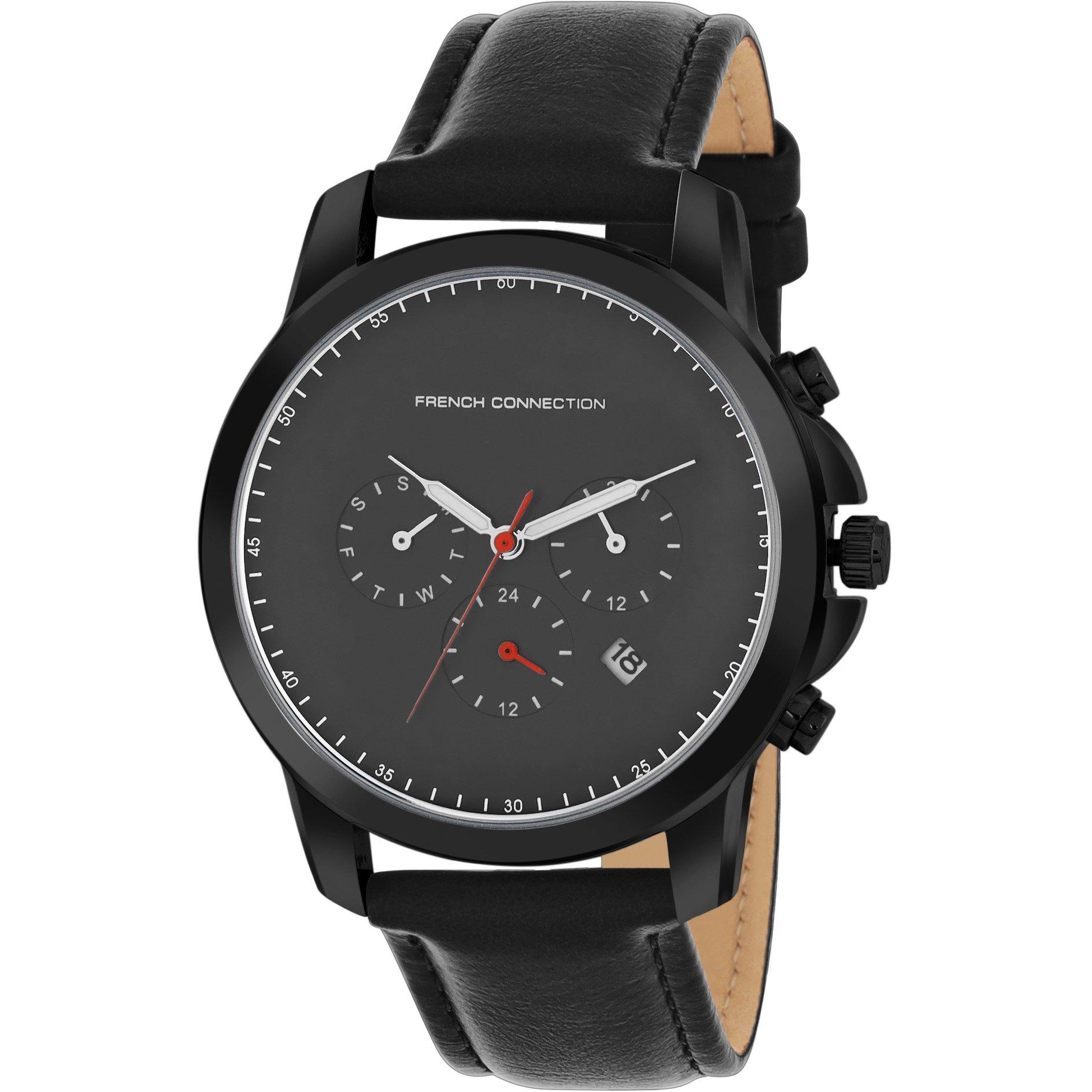 French Connection | Connection czar GUN Round Analog Watch With Black ...