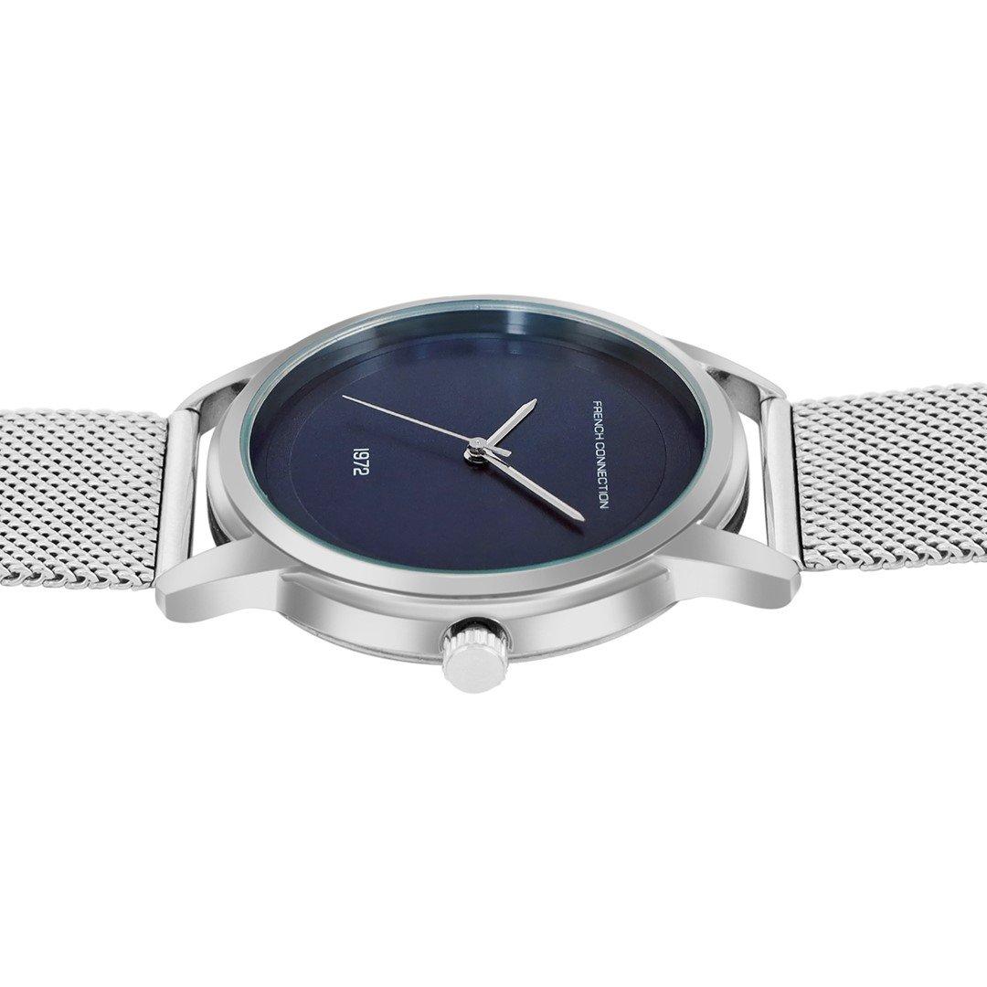 French Connection | Men's Silver Stainless Steel Mesh Analogue Quartz ...