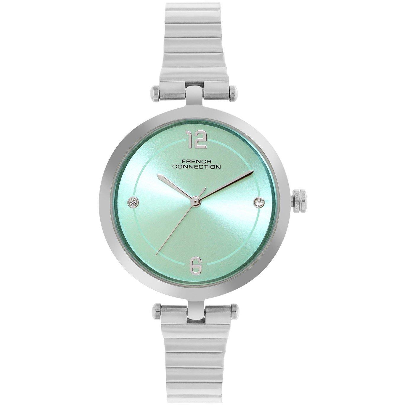 French Connection Silver Case Round Shape Silver Strap Quartz Watch | USC
