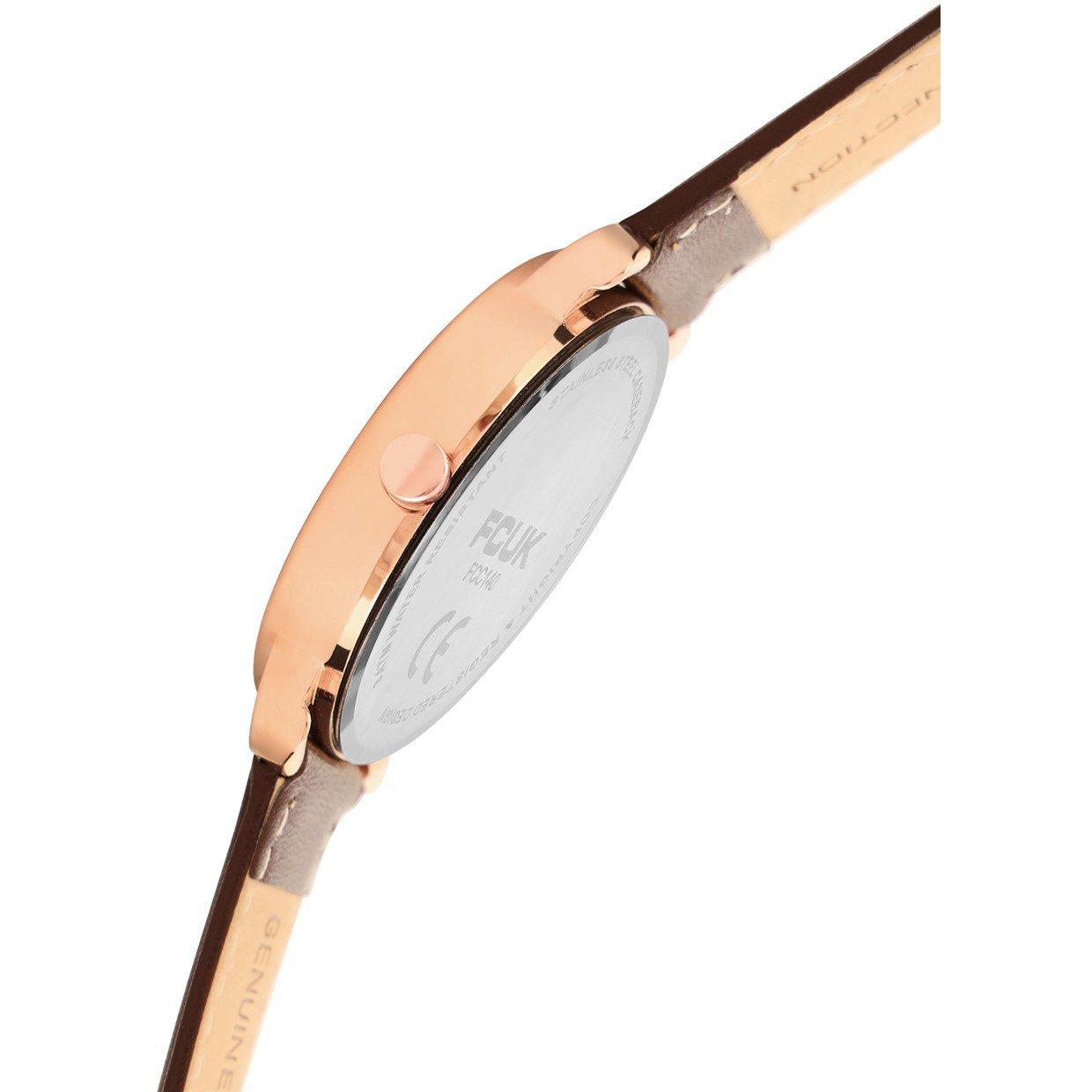 FCUK | FCUK Rose Case Round Shape Brown Strap Quartz Watch | Analogue ...