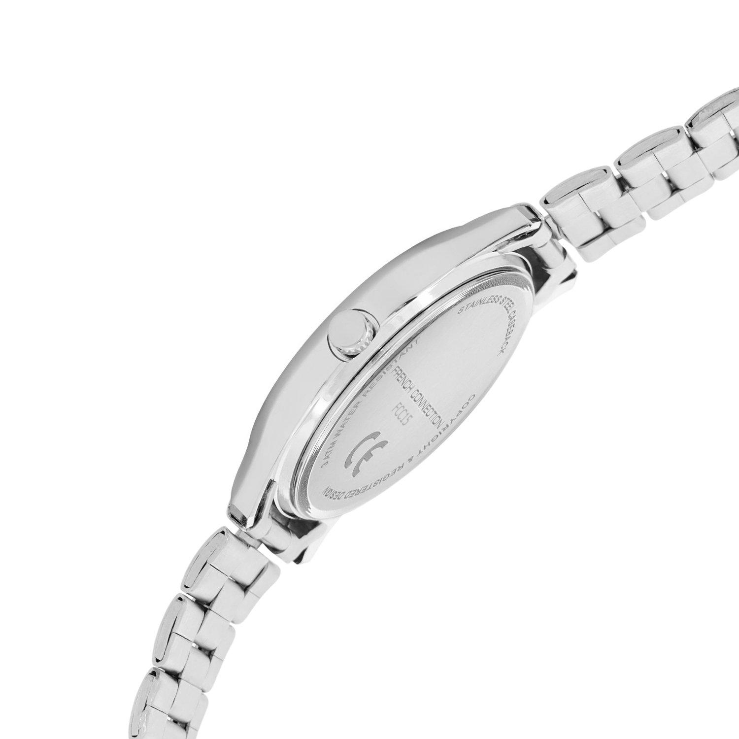 French Connection Silver Case Round Shape Silver Strap Quartz Watch ...