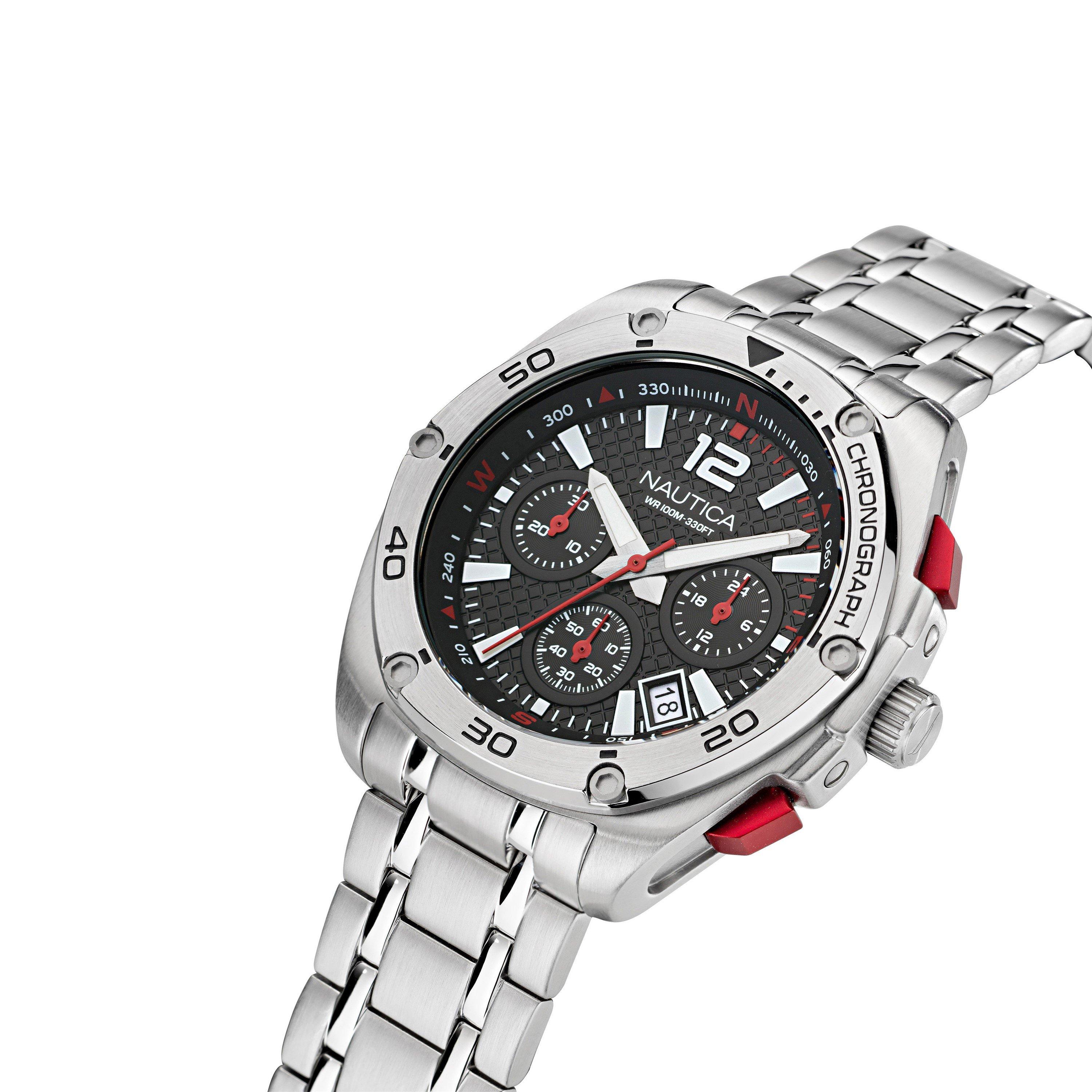 Nautica | Tin can bay stainless steel chronograph watch | Analogue ...