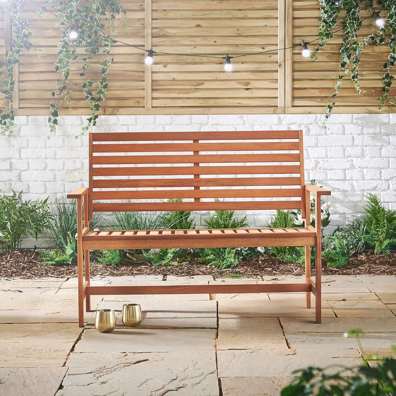 VonHaus | 2 Seater Wooden Garden Bench | Garden Benches | FRASERS
