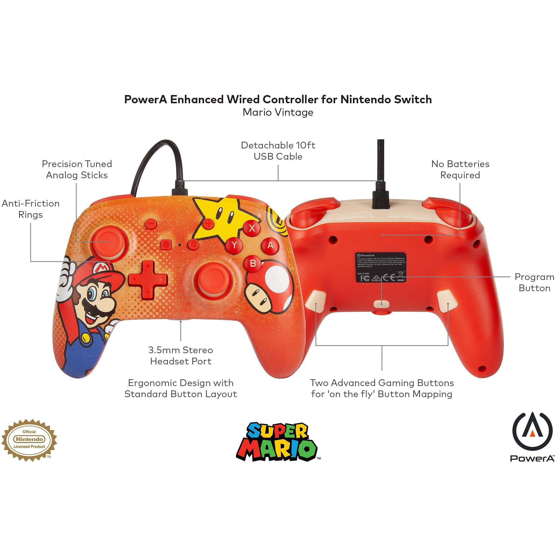 PowerA | Switch Enhanced Wired Controller – Mario Vintage | Controllers ...