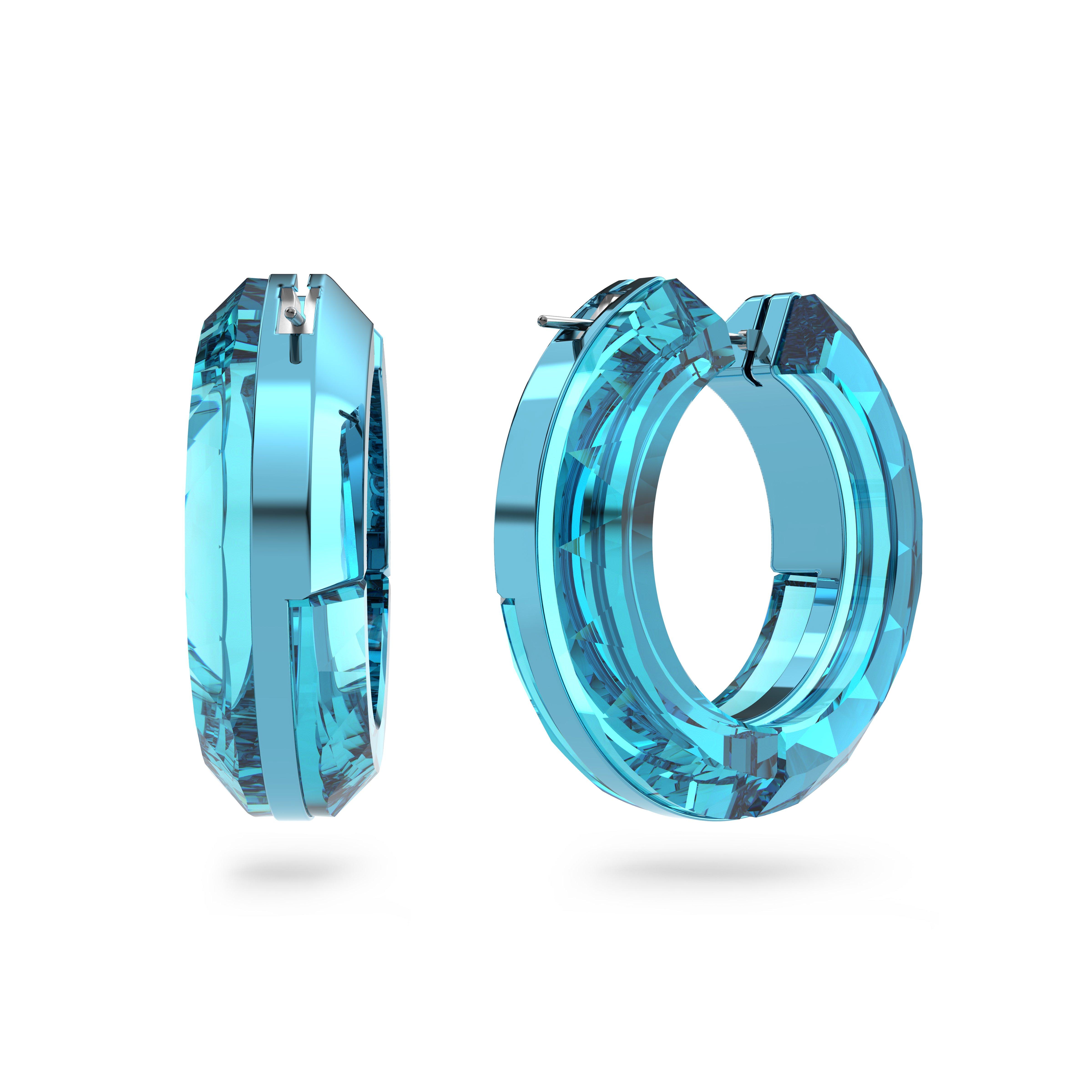Swarovski Lucent hoop earrings Statement Round shape Blue Hoop Ohrringe Sports Direct