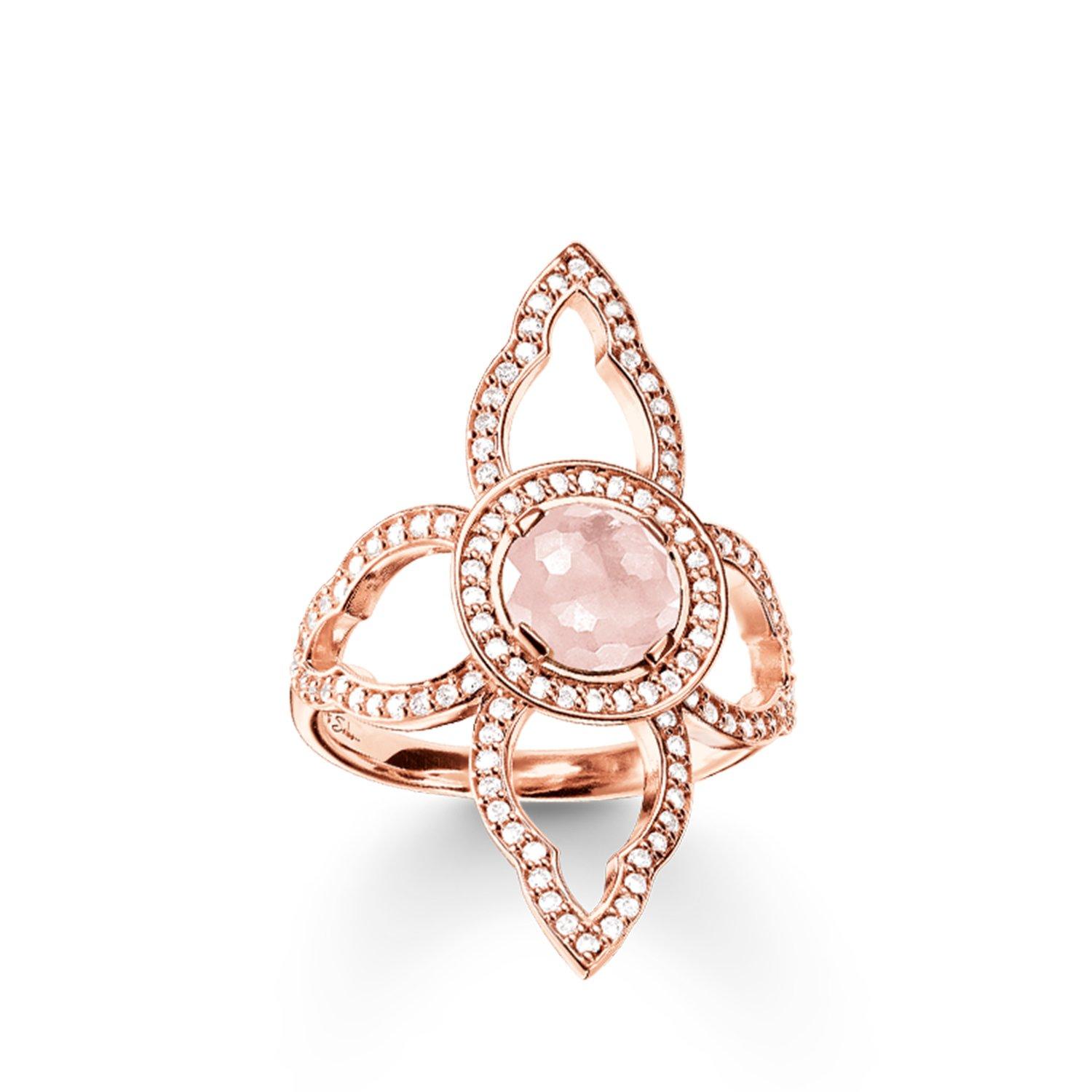 Thomas Sabo Pink Flower Rose Gold Plated Ring | Sports Direct