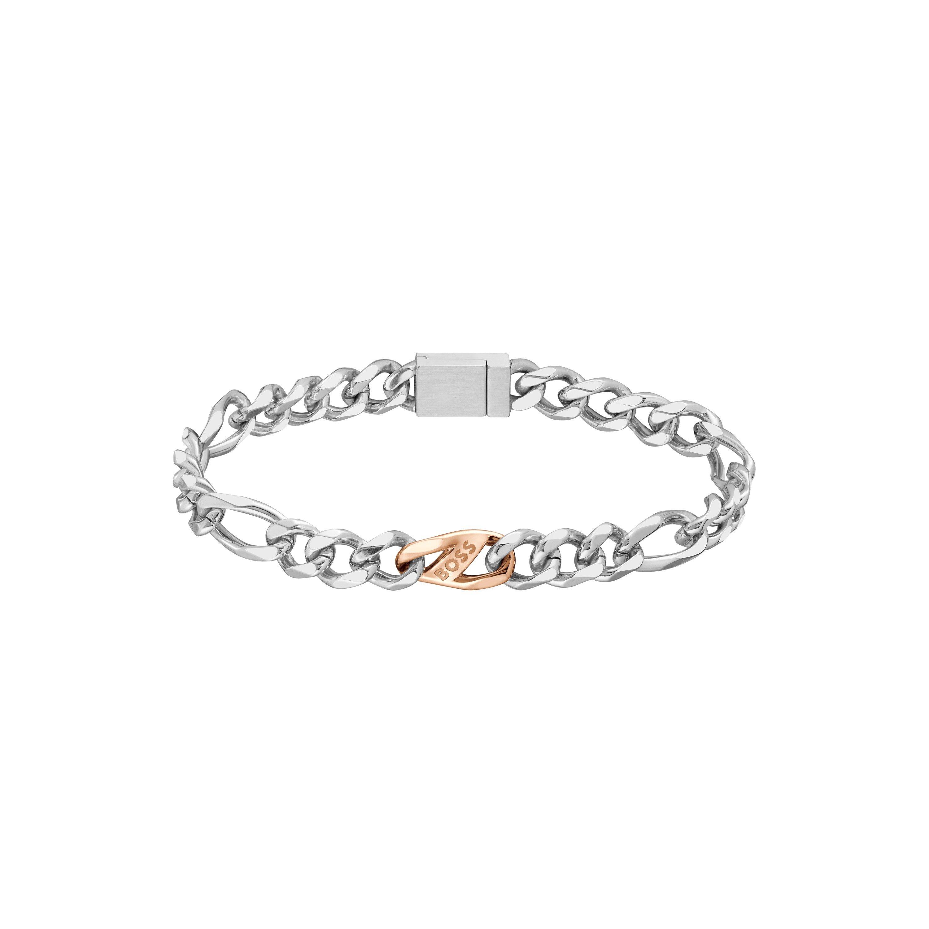Boss Jewellery Men's Rian Stainless Steel Figaro Magnetic Chain ...