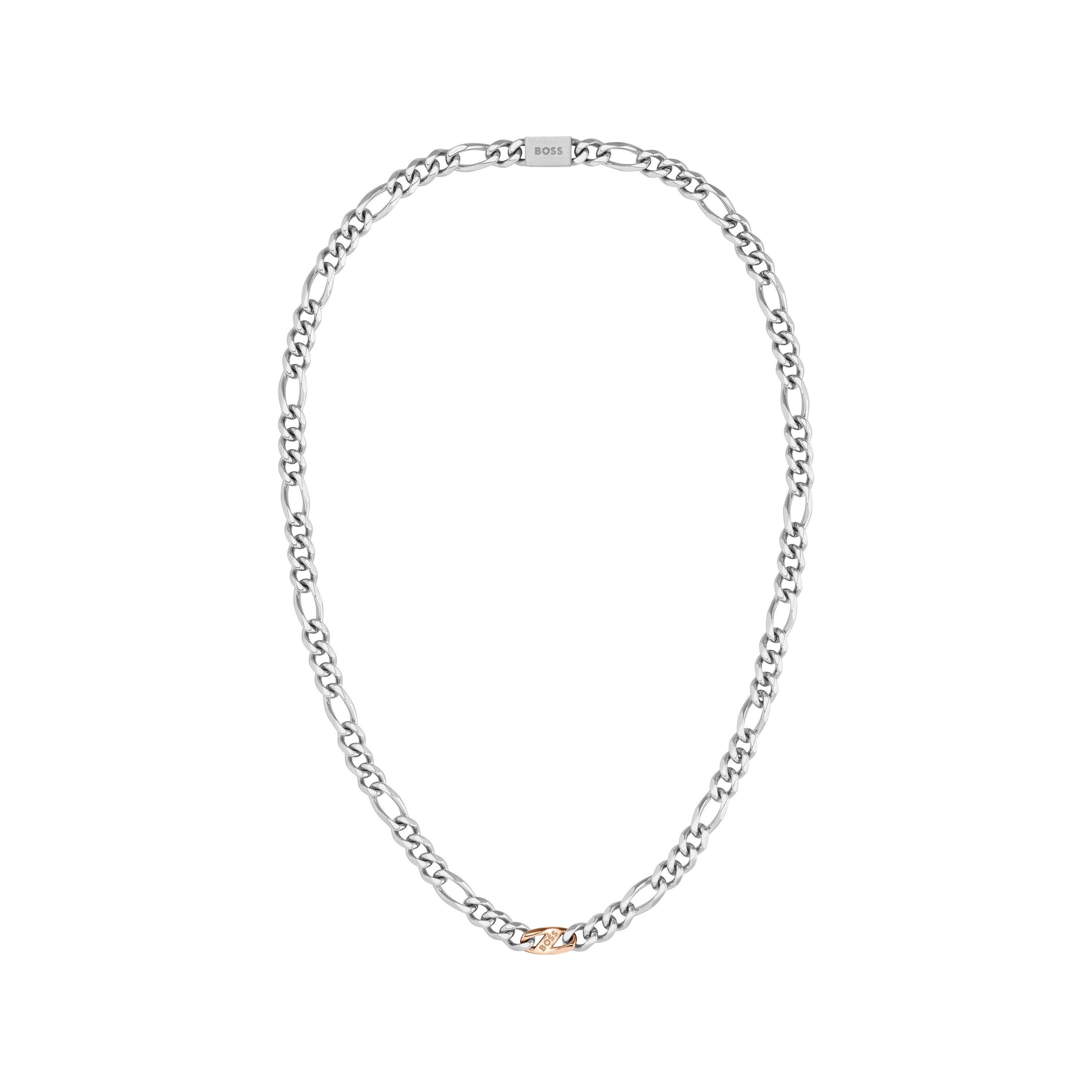 Boss Jewellery Men's Rian Stainless Steel Figaro Magnetic Chain ...