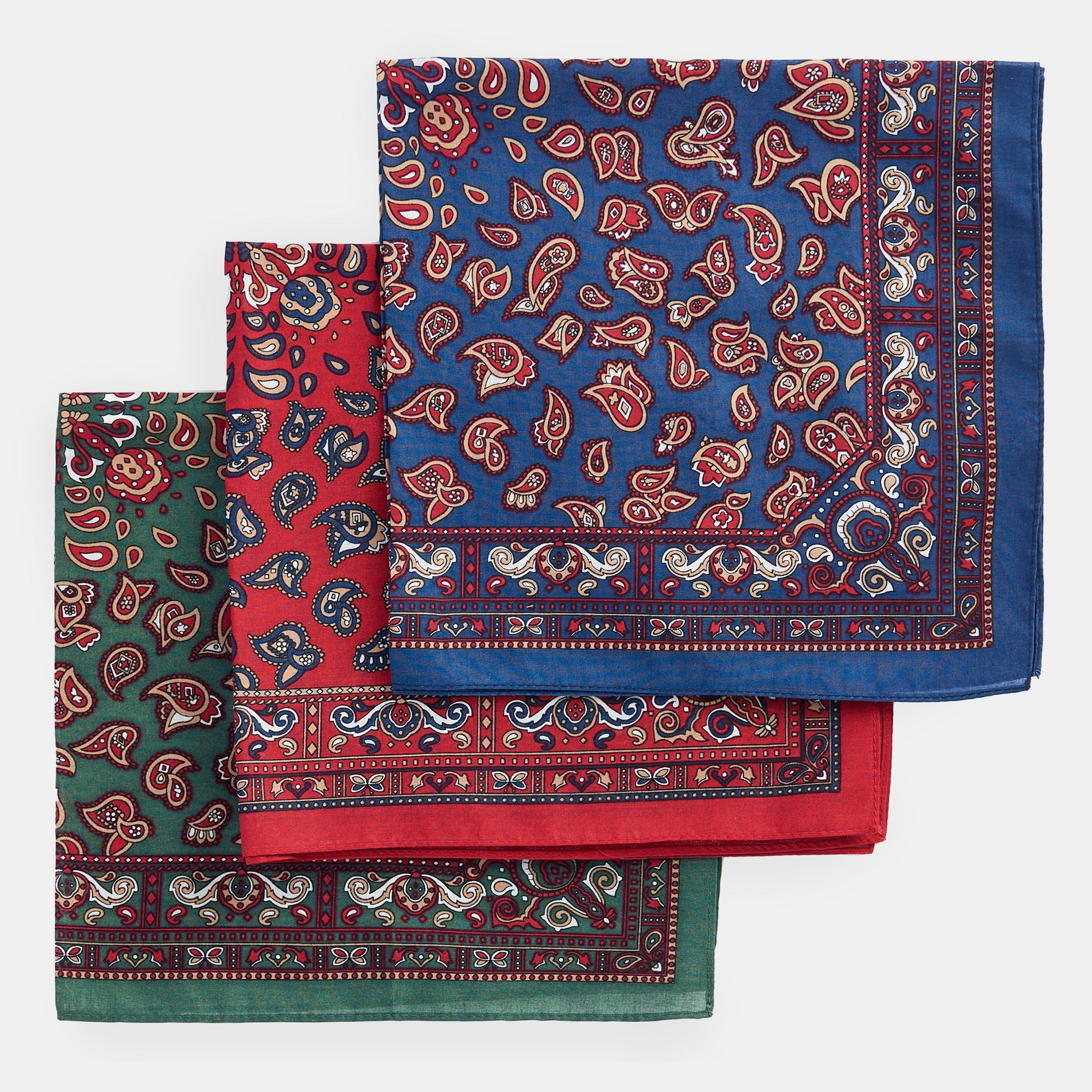 Barbour | Men's Paisley Cotton 3-Pack Handkerchiefs | Handkerchiefs ...