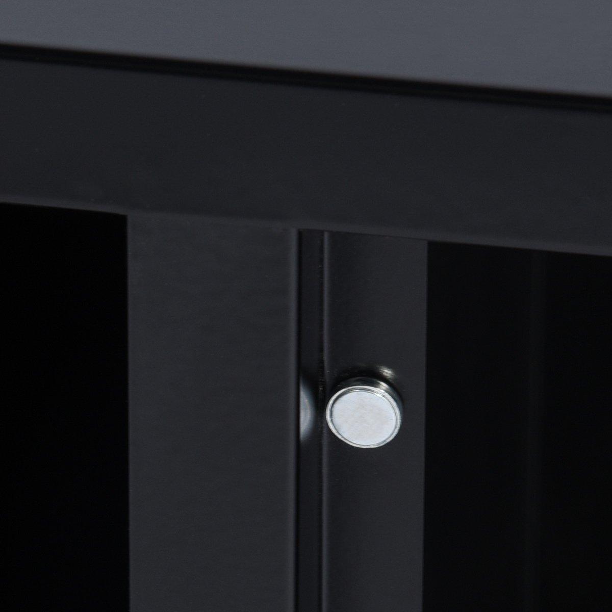 FurnitureR | Metal Sideboard with Glass Doors and Open Shelves 120 x 40 ...