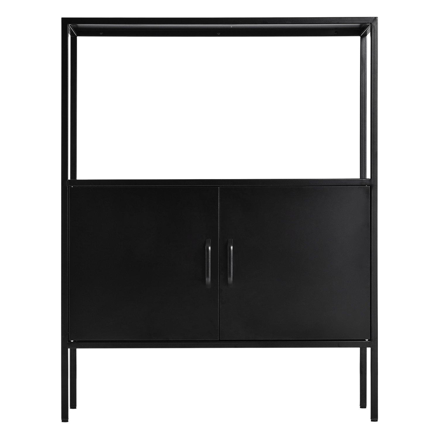 FurnitureR | Metal Storage Cabinet with Open Shelf 2-Door Industrial ...