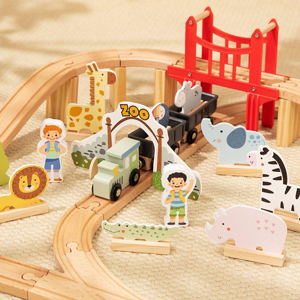 Tooky Toy | 60 Piece Wooden Train Set | Wooden Toys | FRASERS