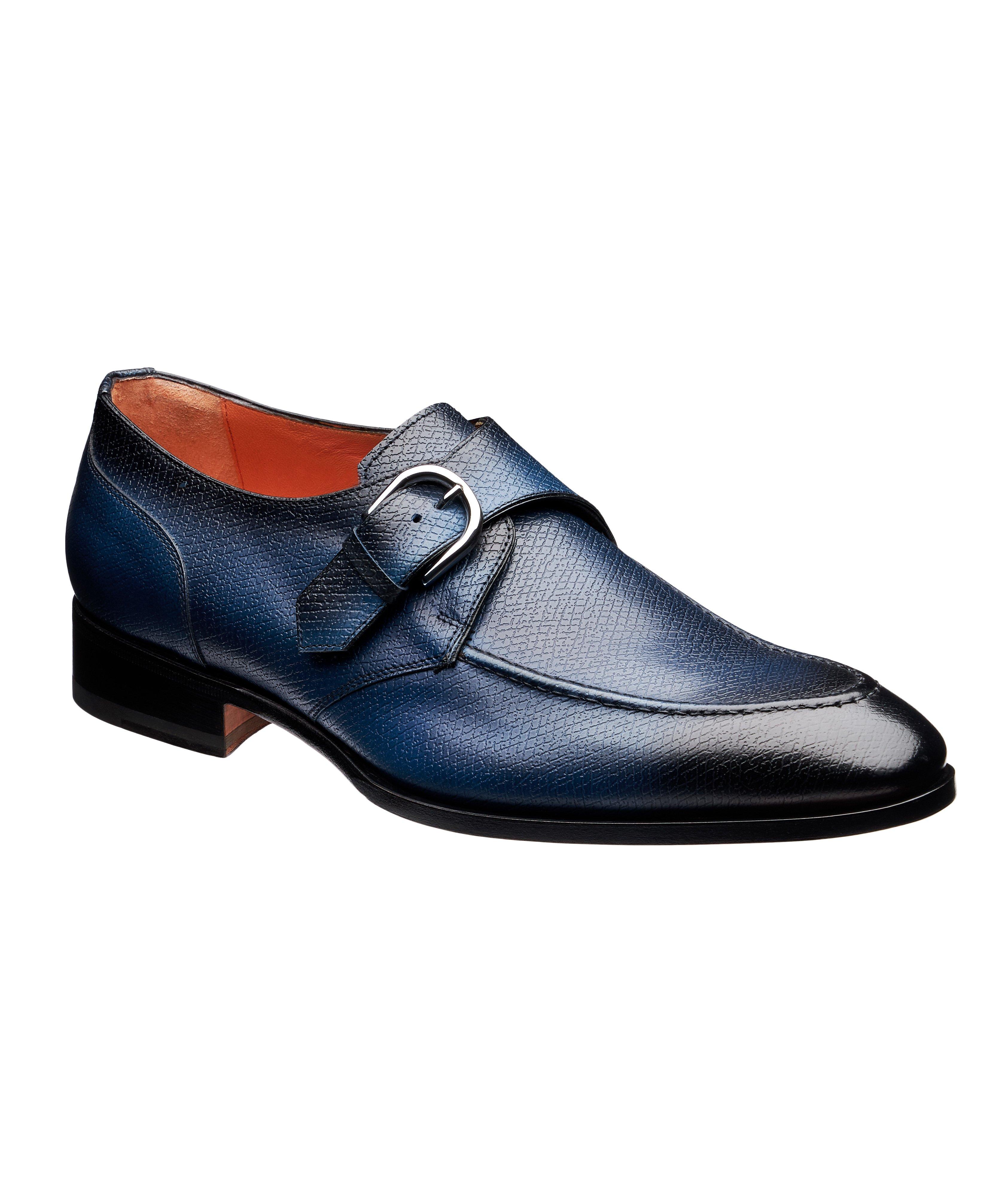 Santoni Textured Leather Monk-Straps | Dress Shoes | Harry Rosen