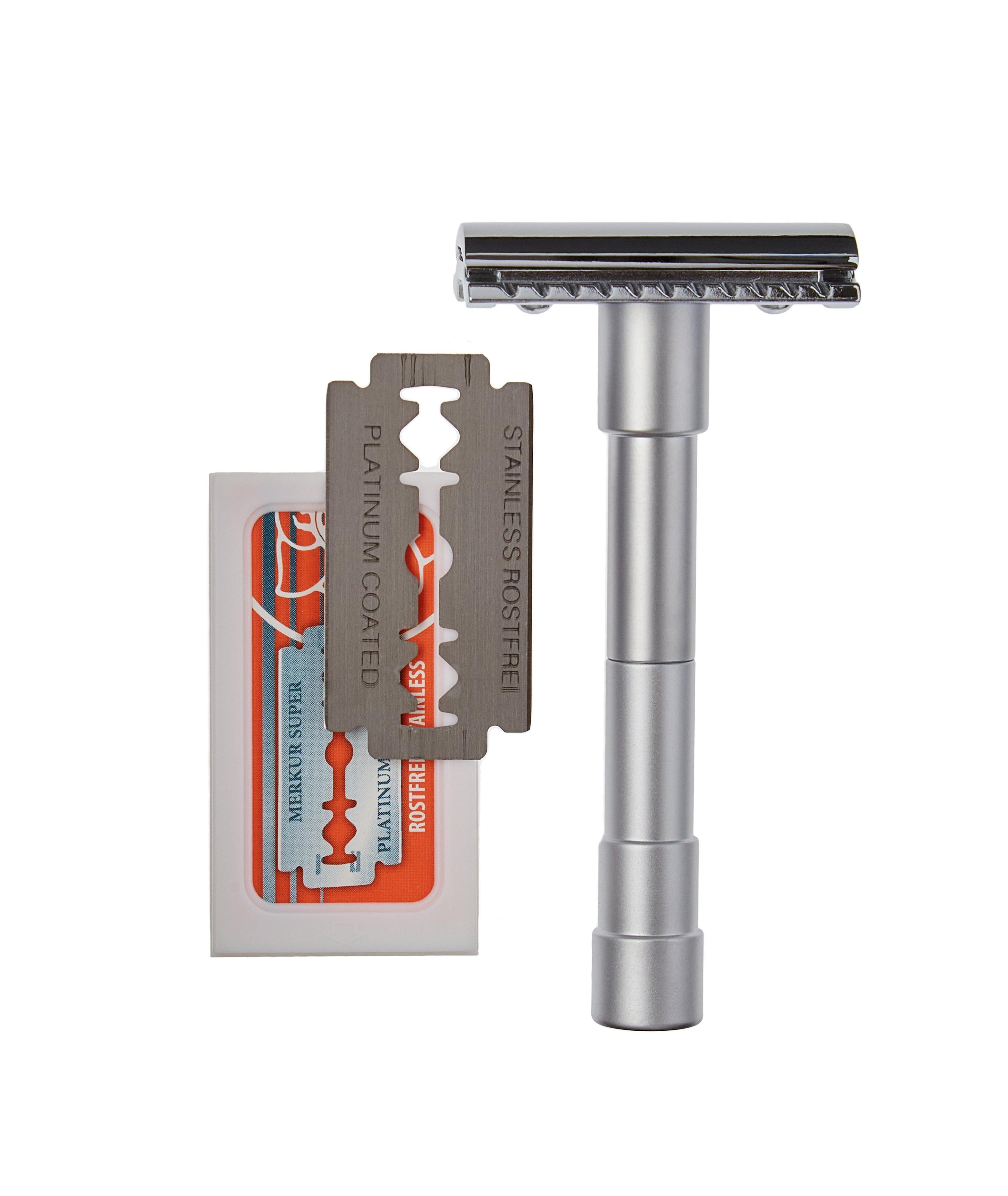 Merkur 3-Piece Travel Double Edge Safety Razor With Blades In Black ...