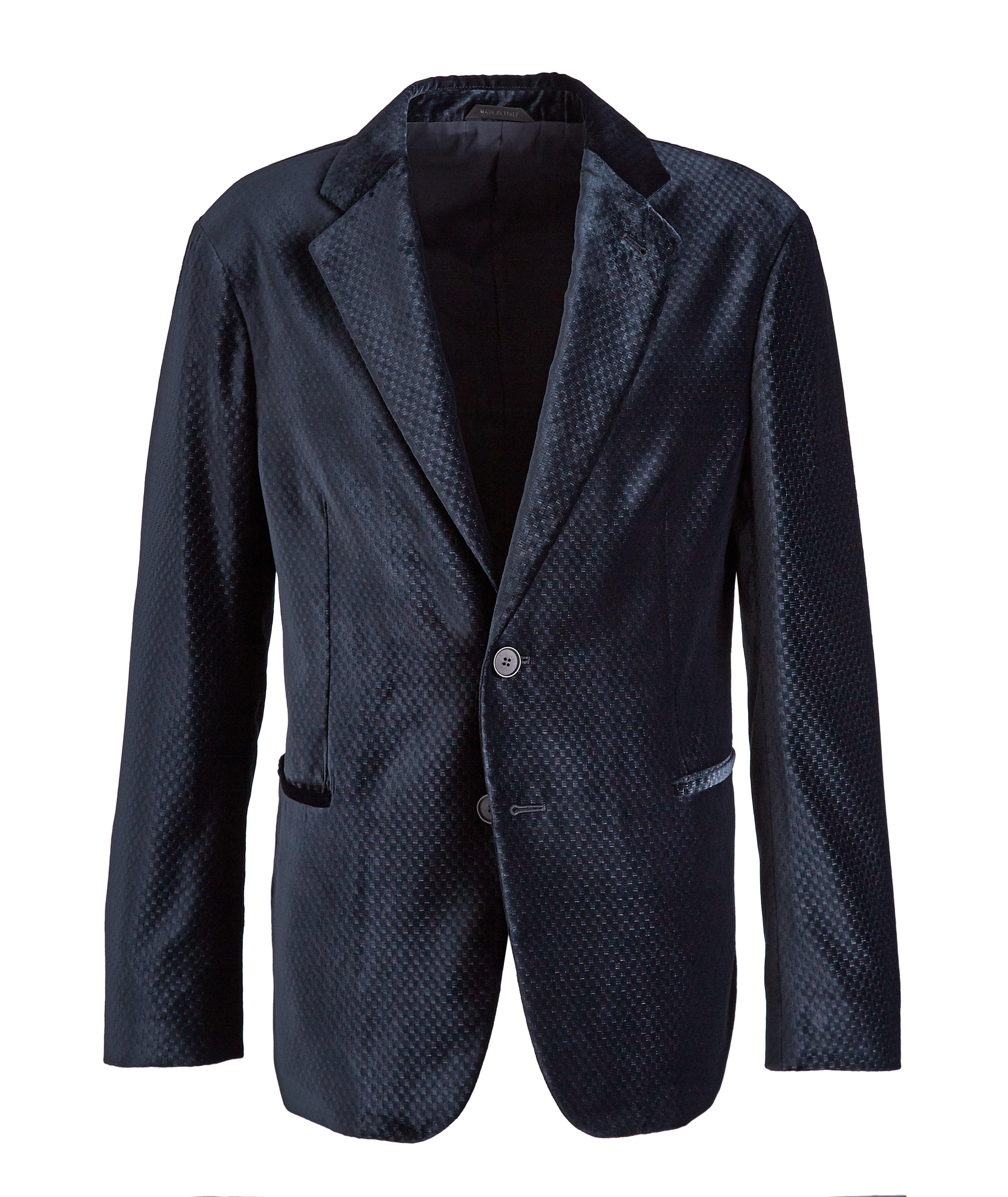 Giorgio Armani Veston de soirée en velours texturé à motif croisé ...