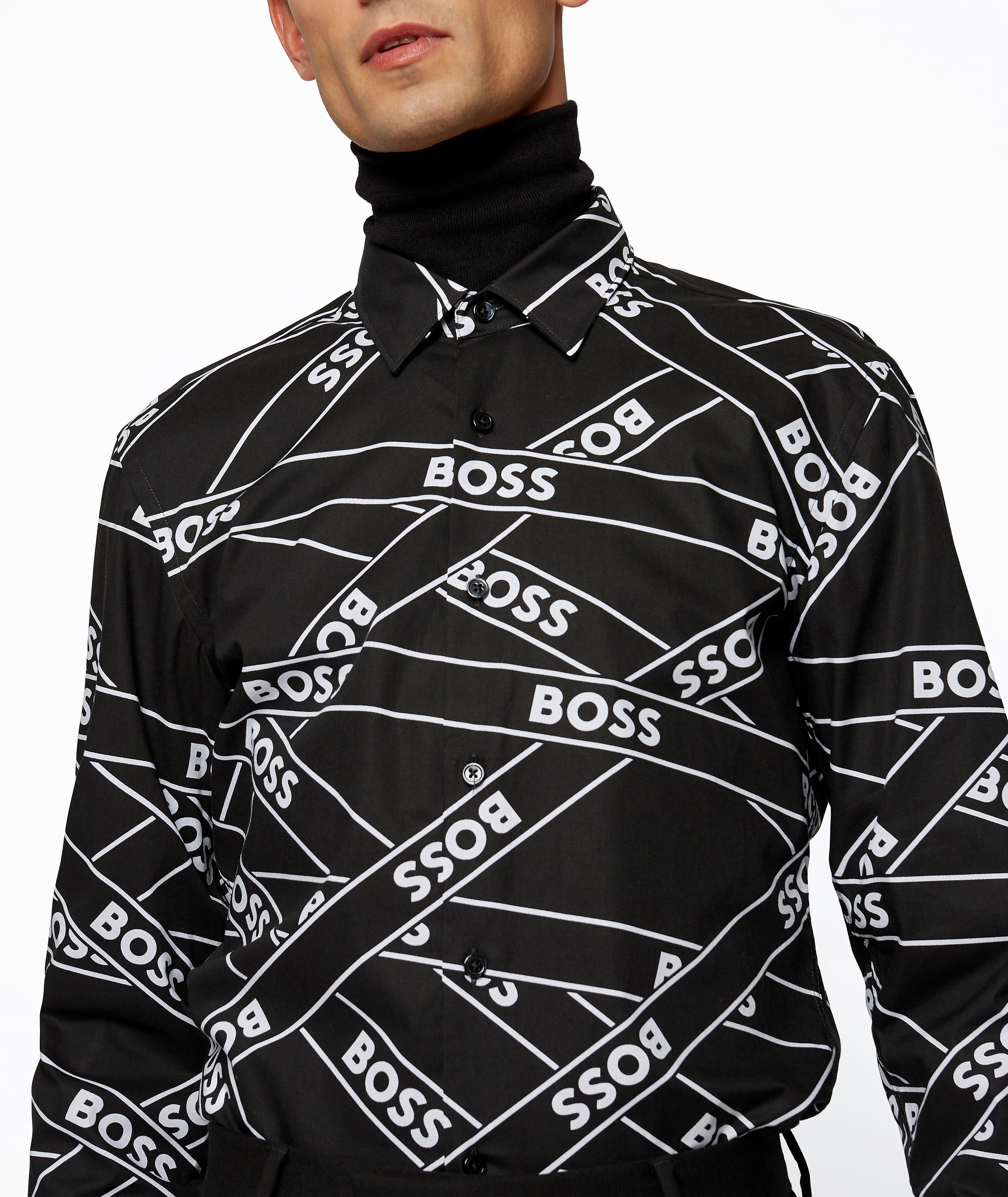BOSS Chemise en coton avec logos de coupe amincie | Chemises ...