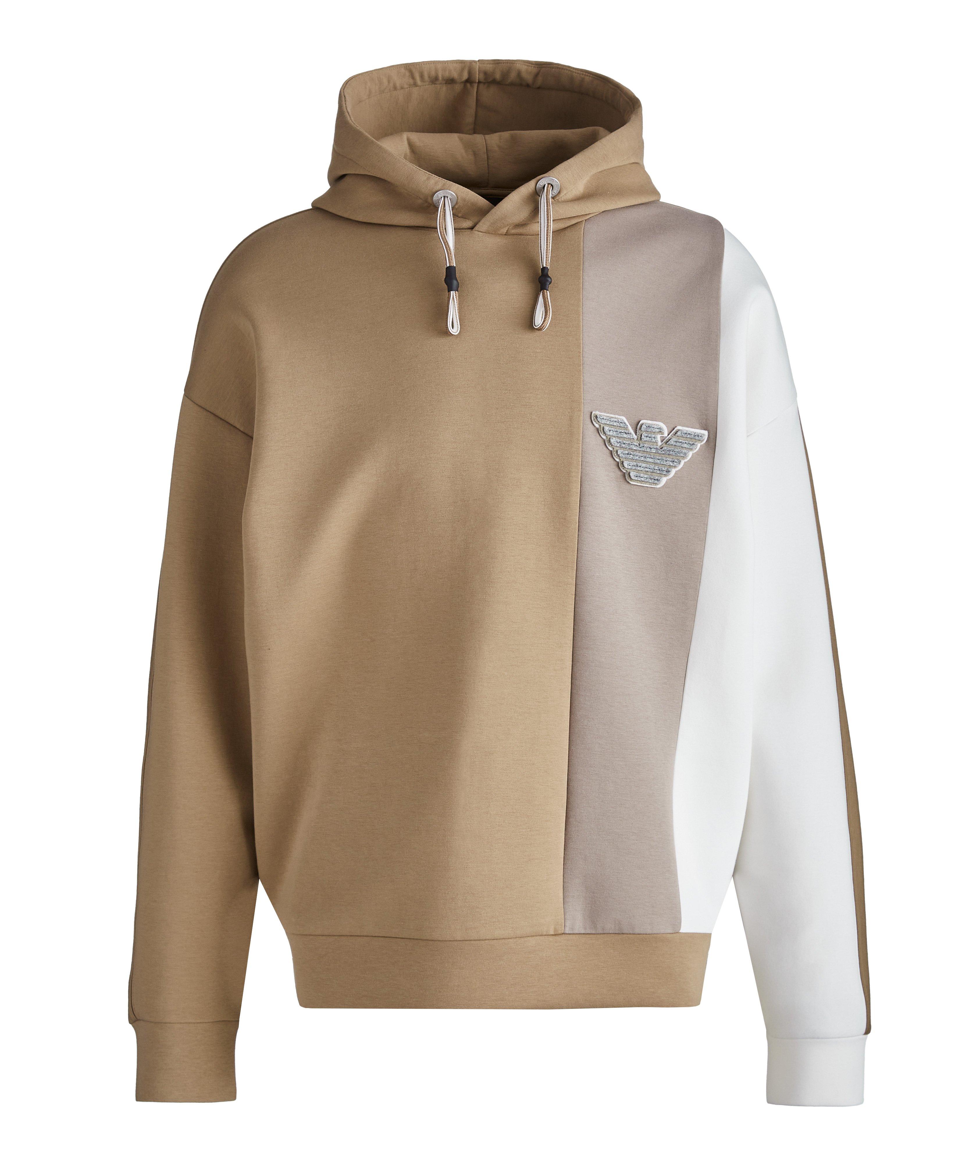 Emporio Armani Color-Block Hooded Sweatshirt With Eagle Patch ...