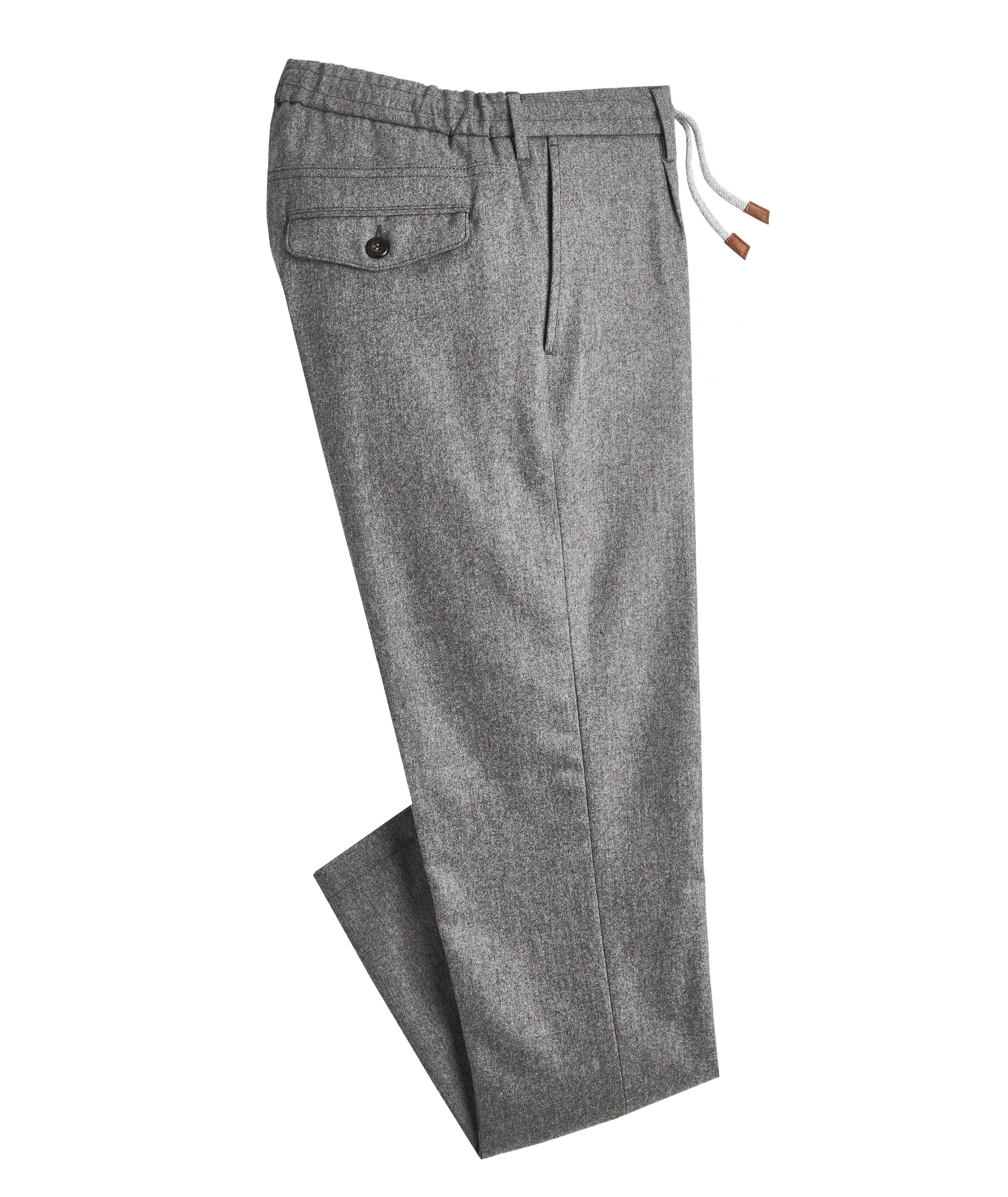 Eleventy Pleated Drawstring Wool-Blend Flannel Pants | Pants | Harry Rosen