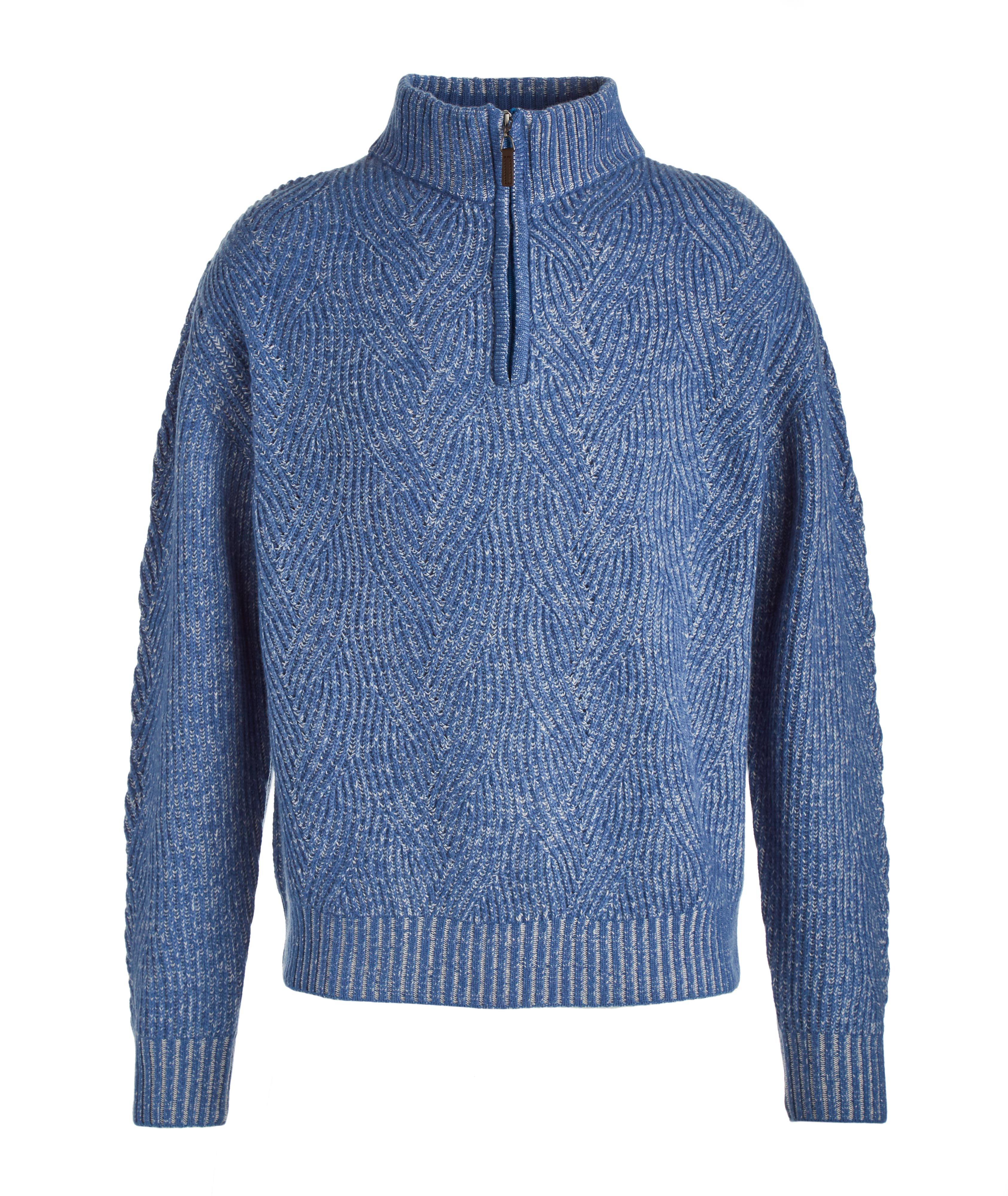 Bugatchi Cable-Knit Jacquard Quarter-Zip Sweater | Sweaters & Knits ...
