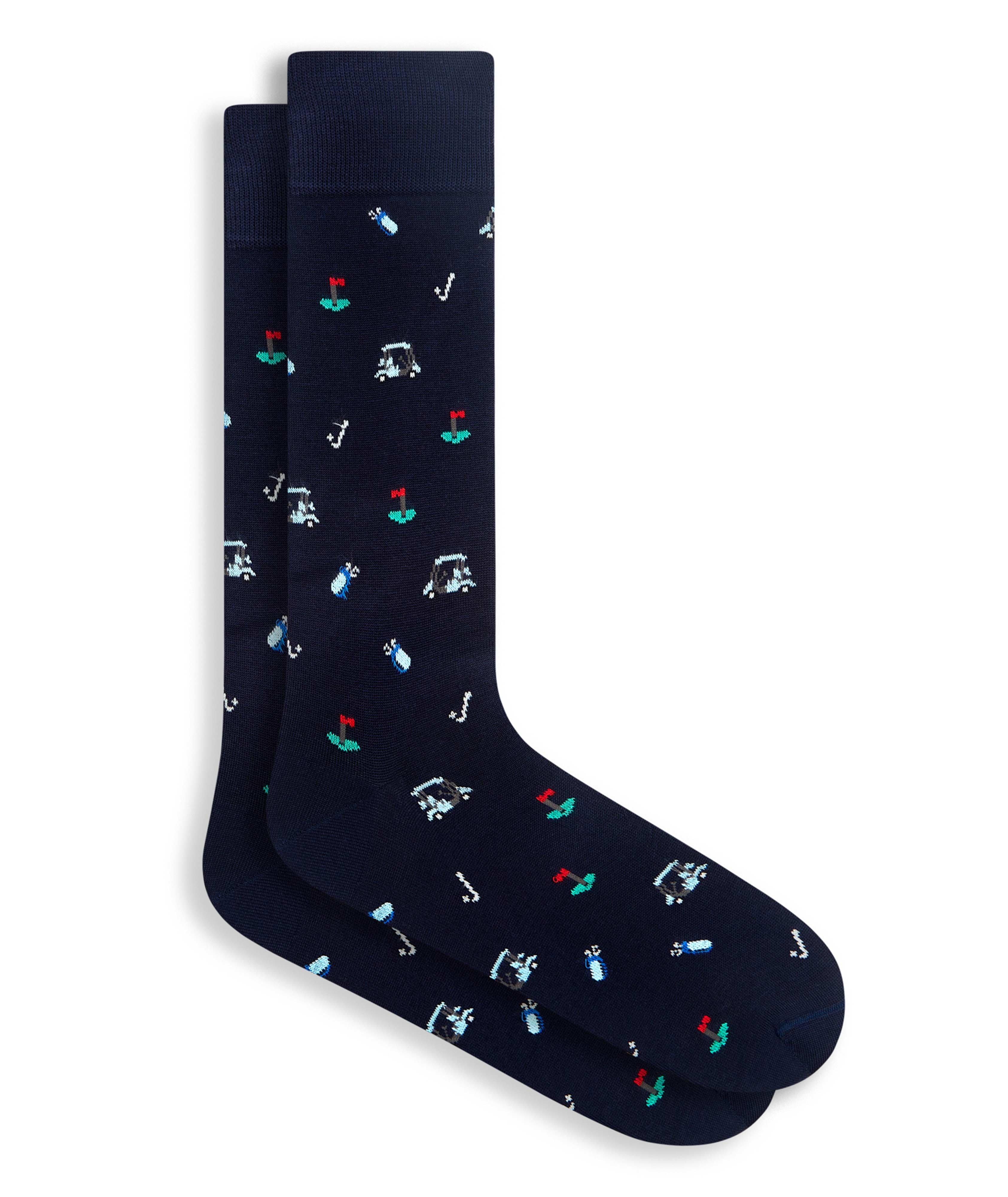 Bugatchi Golf Printed Cotton-Blend Socks | Socks | Harry Rosen