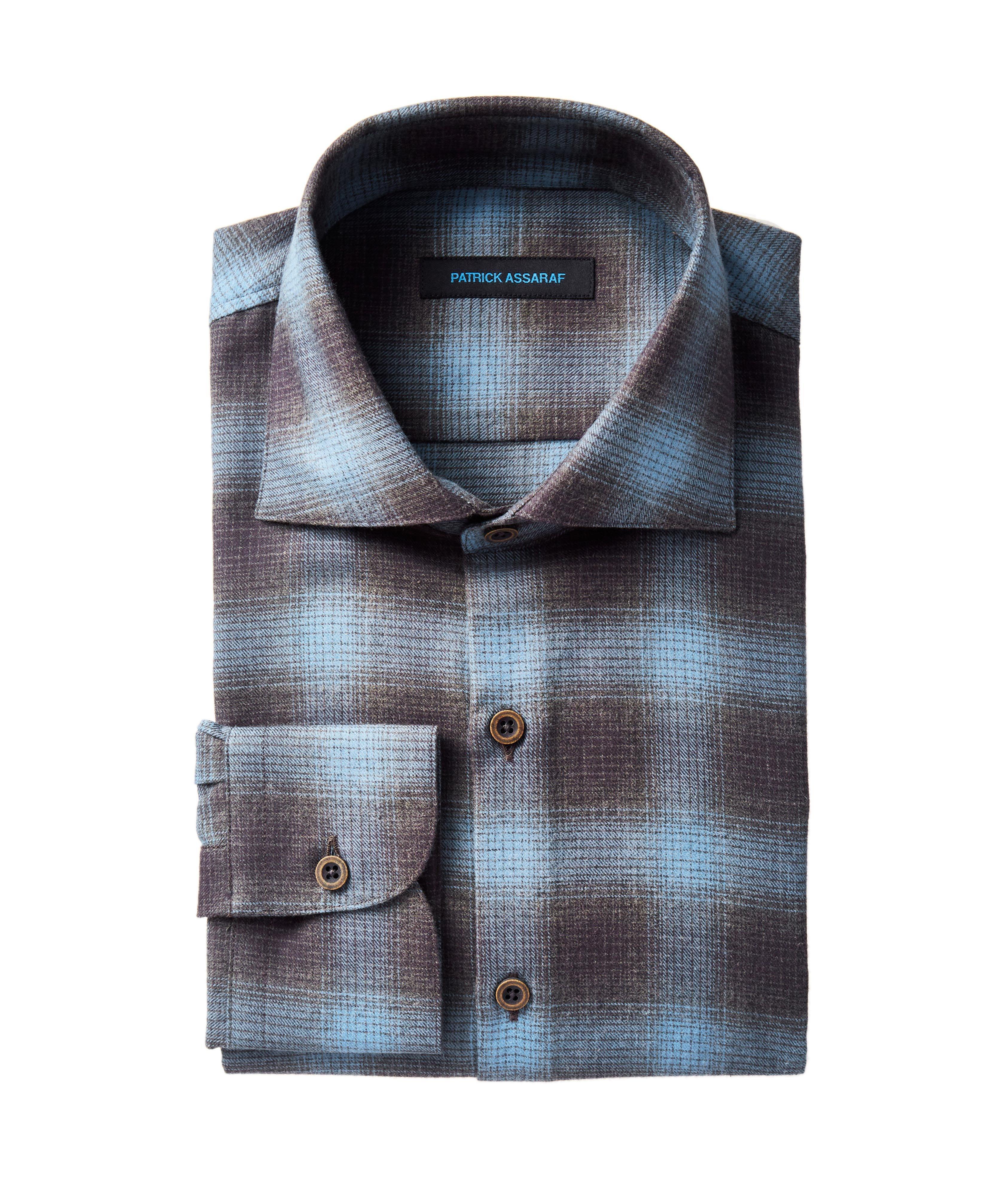 Patrick Assaraf Plaid Flannel Cotton Sport Shirt | Casual Shirts ...