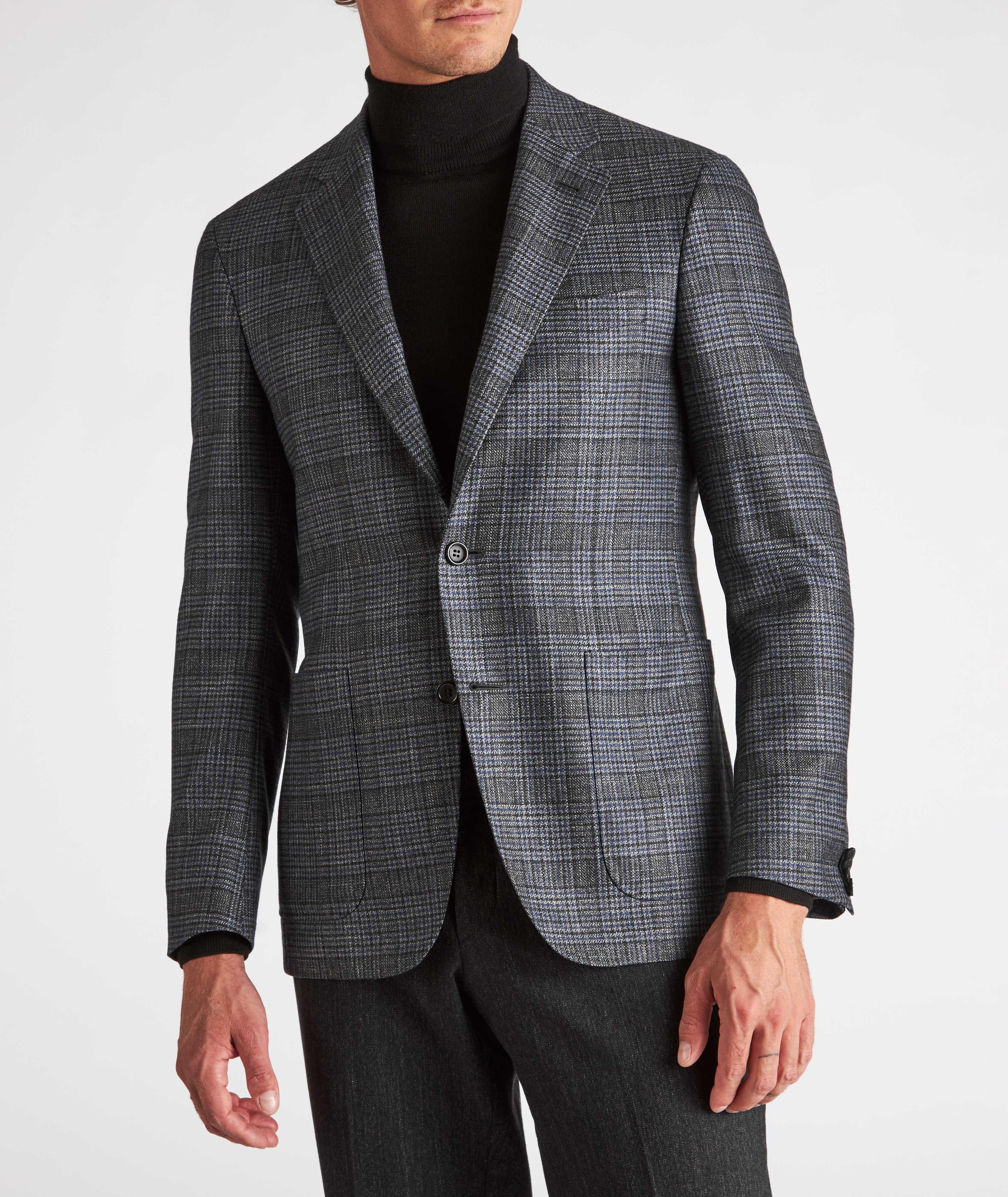 Canali Kei Wool-Silk-Cashmere Glen Plaid Sports Jacket | Sport Jackets ...