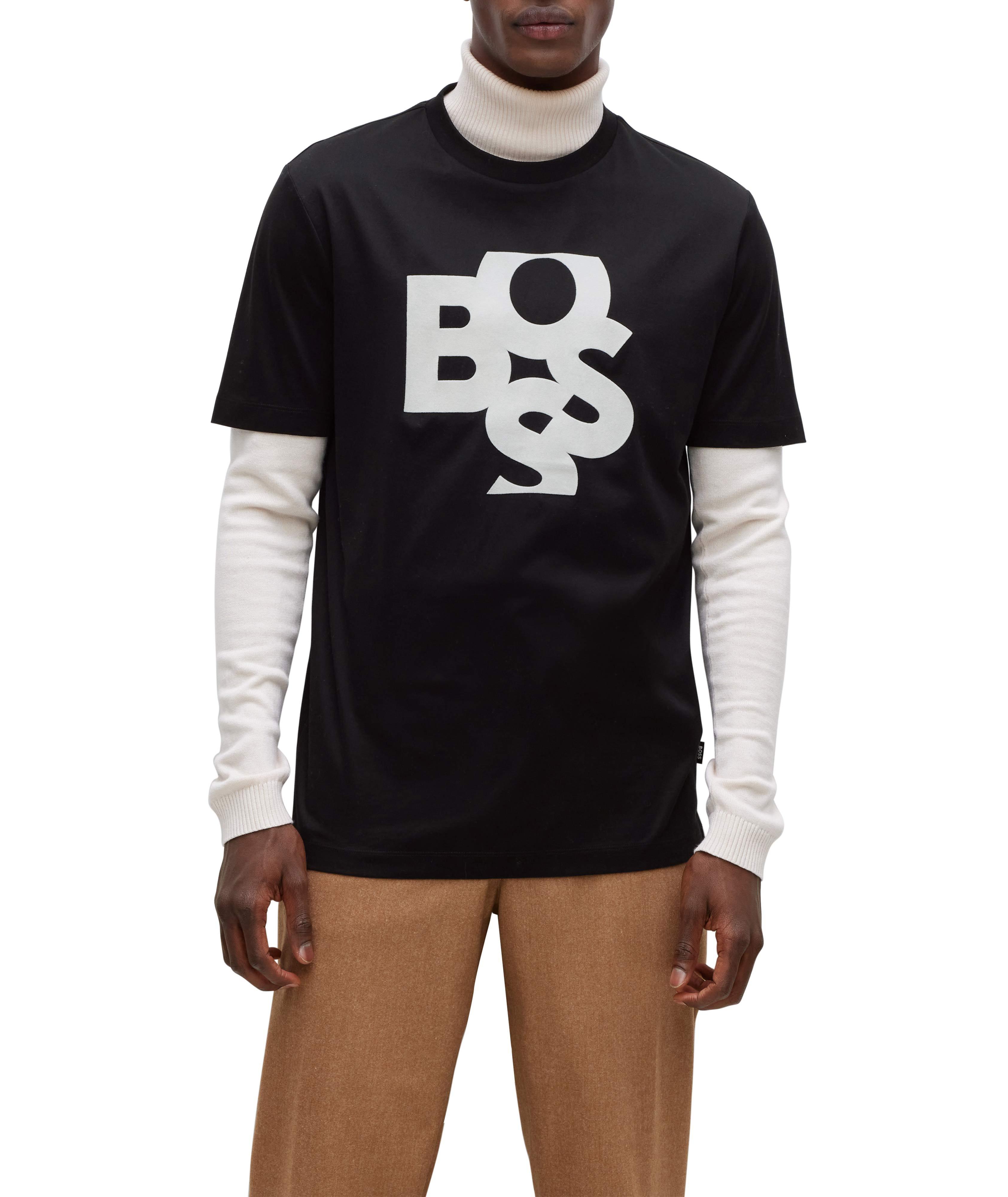 BOSS Flock Print Logo Artwork Cotton T-Shirt | T-Shirts | Harry Rosen