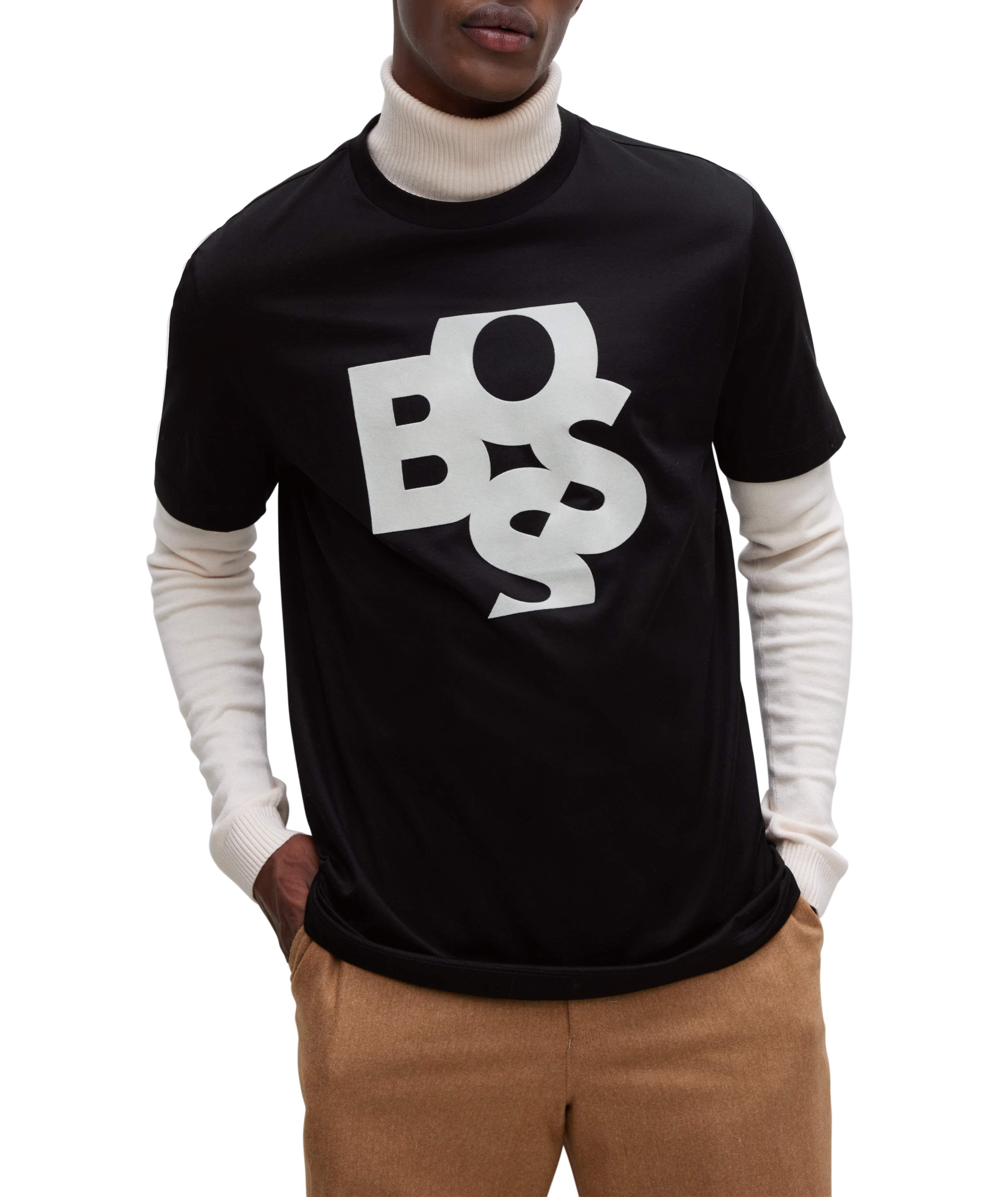BOSS Flock Print Logo Artwork Cotton T-Shirt | T-Shirts | Harry Rosen