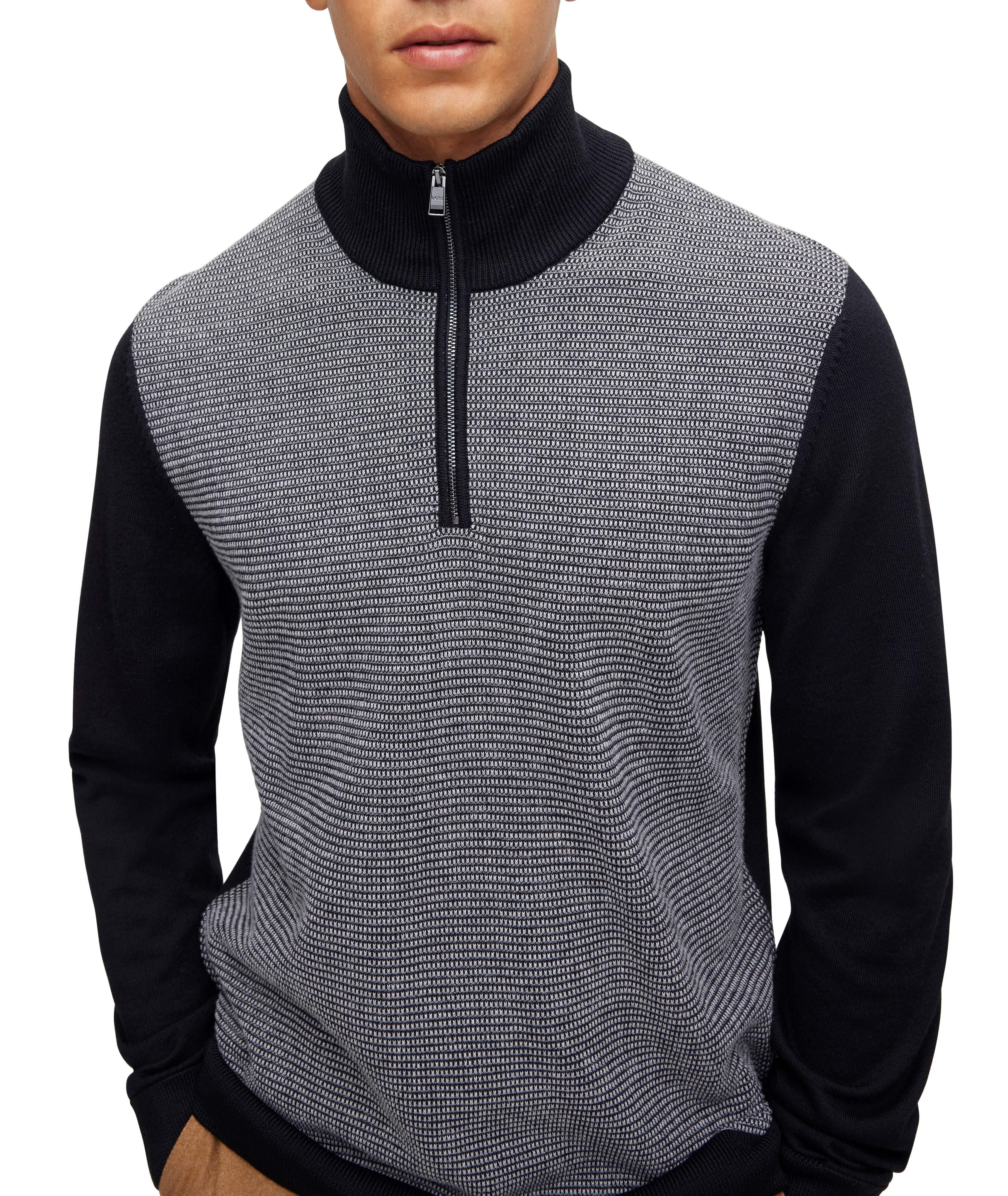 BOSS Virgin Wool Quarter Zip Micro Structure Sweater | Sweaters & Knits ...