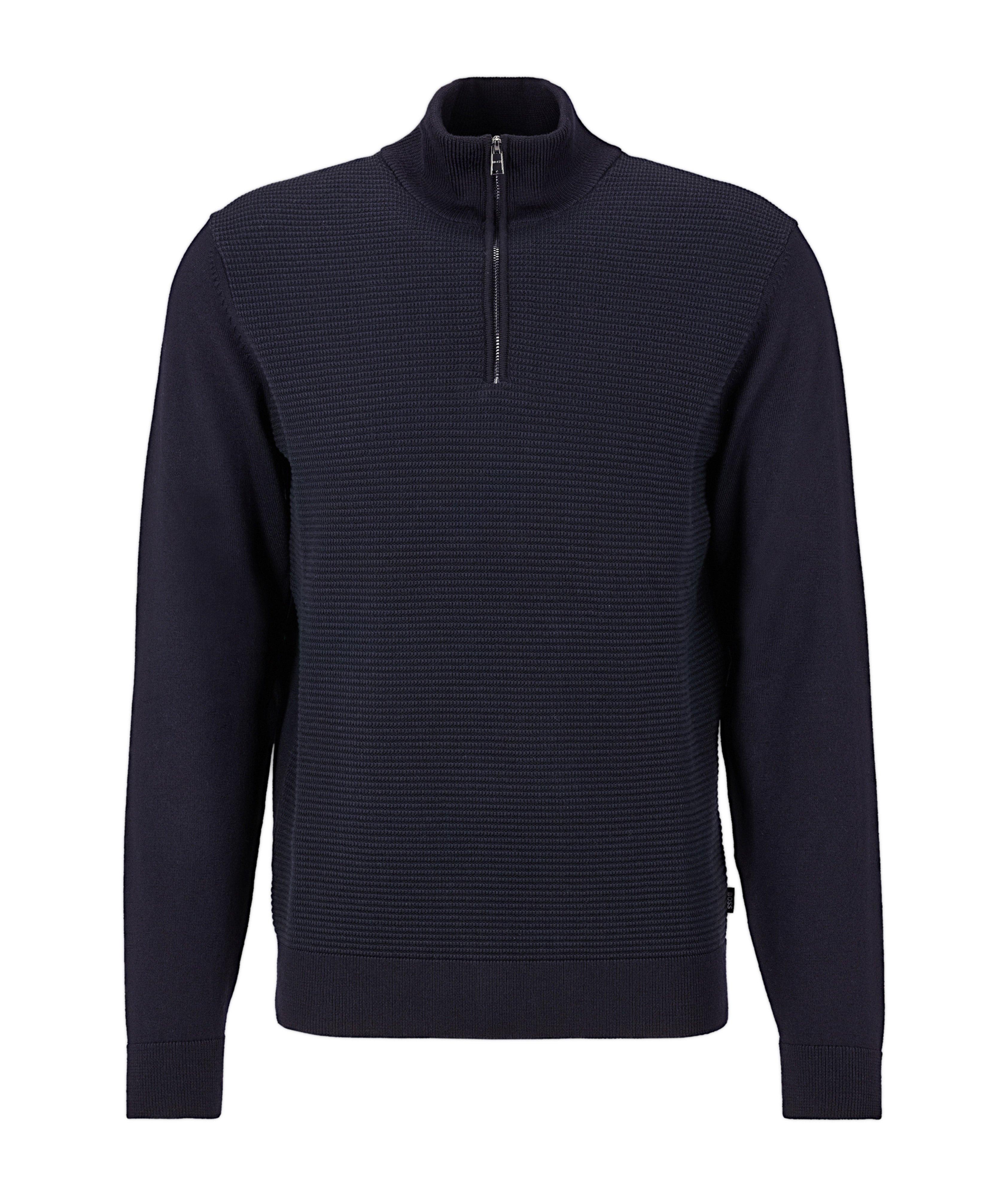 BOSS Virgin Wool Quarter Zip Micro Structure Sweater | Sweaters & Knits ...