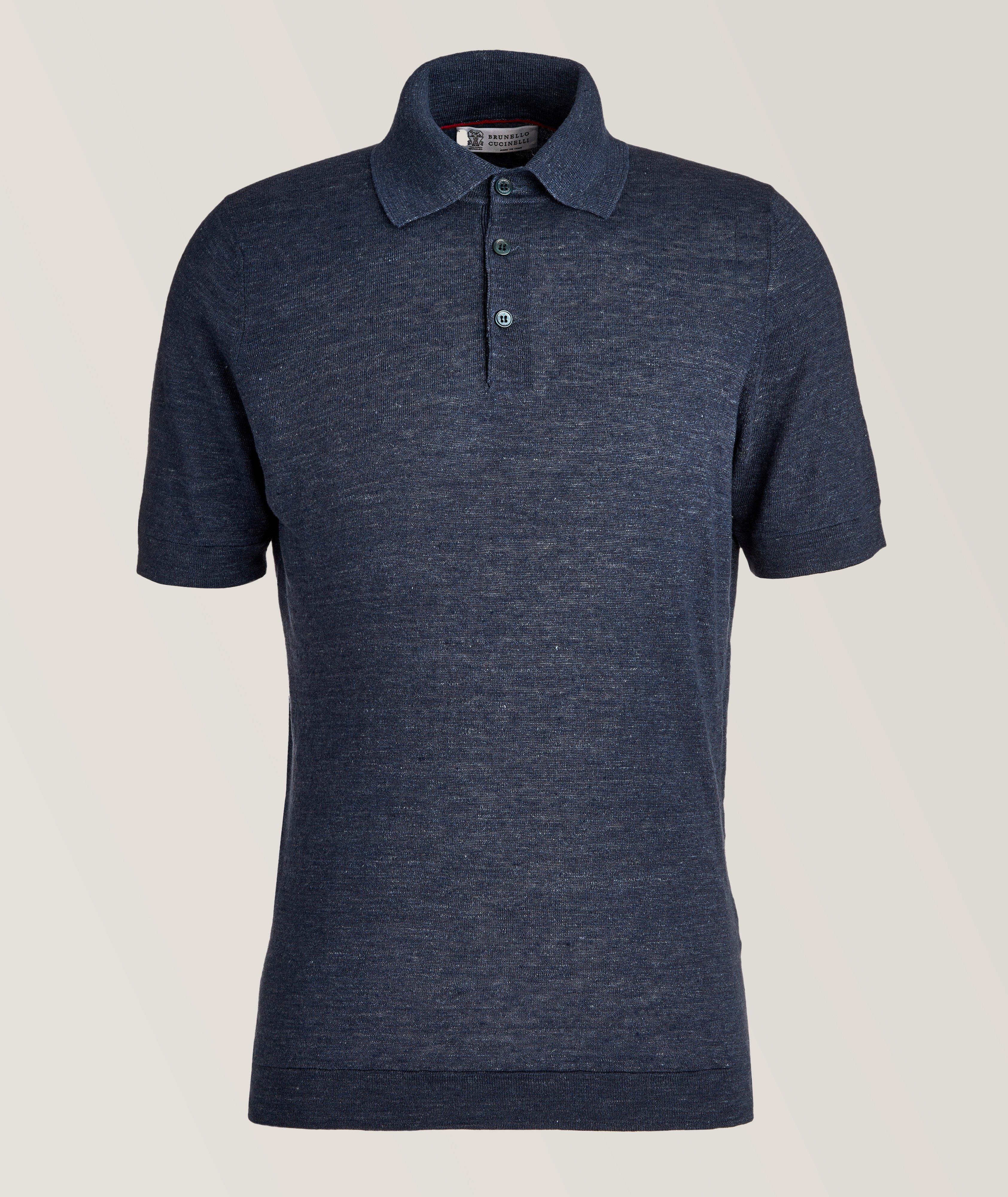 Brunello Cucinelli Linen-Cotton Knit Melange Polo | Polos | Harry Rosen