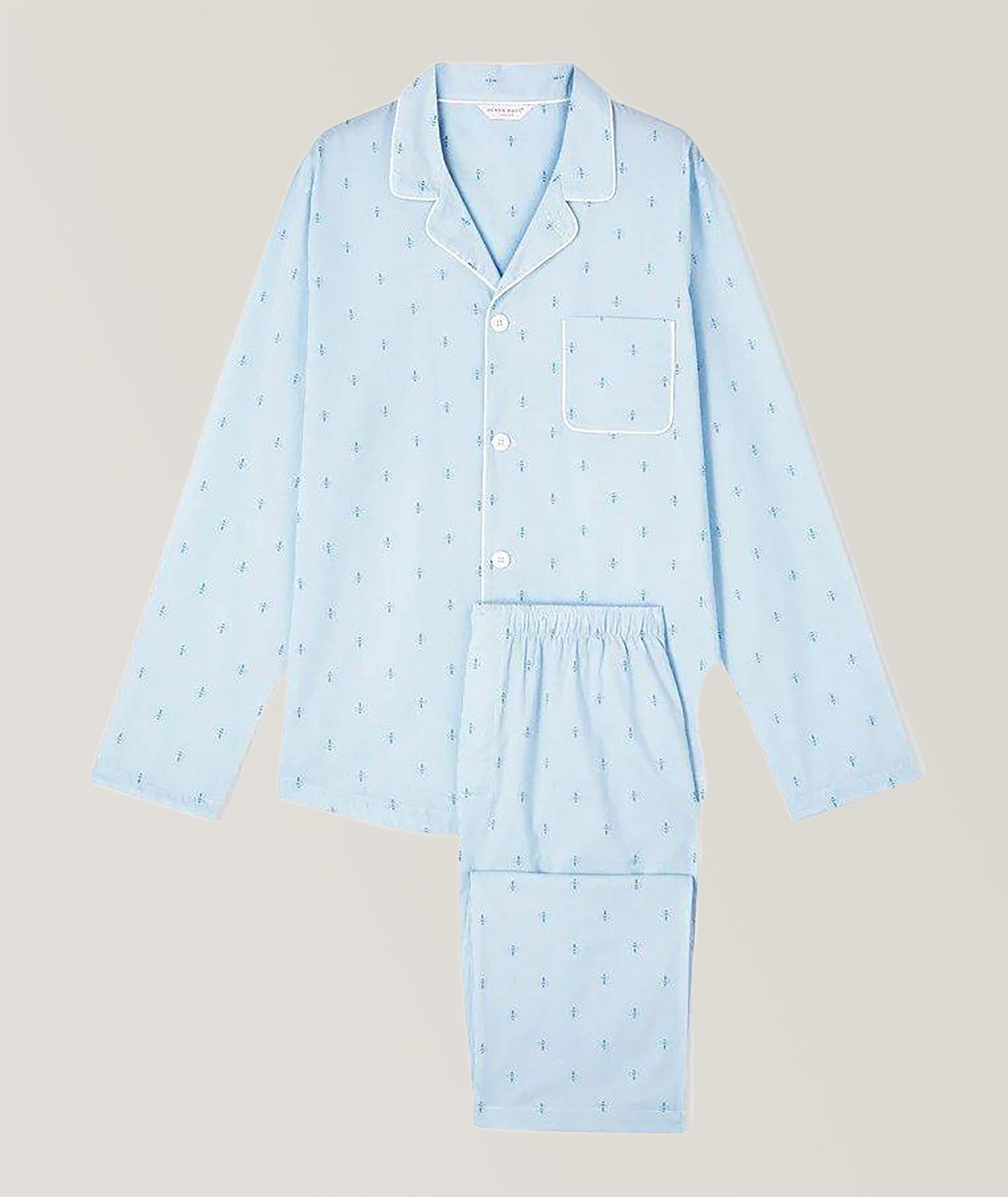 Derek Rose Nelson 94 Batiste Cotton Striped Bee Print Pajama Set ...