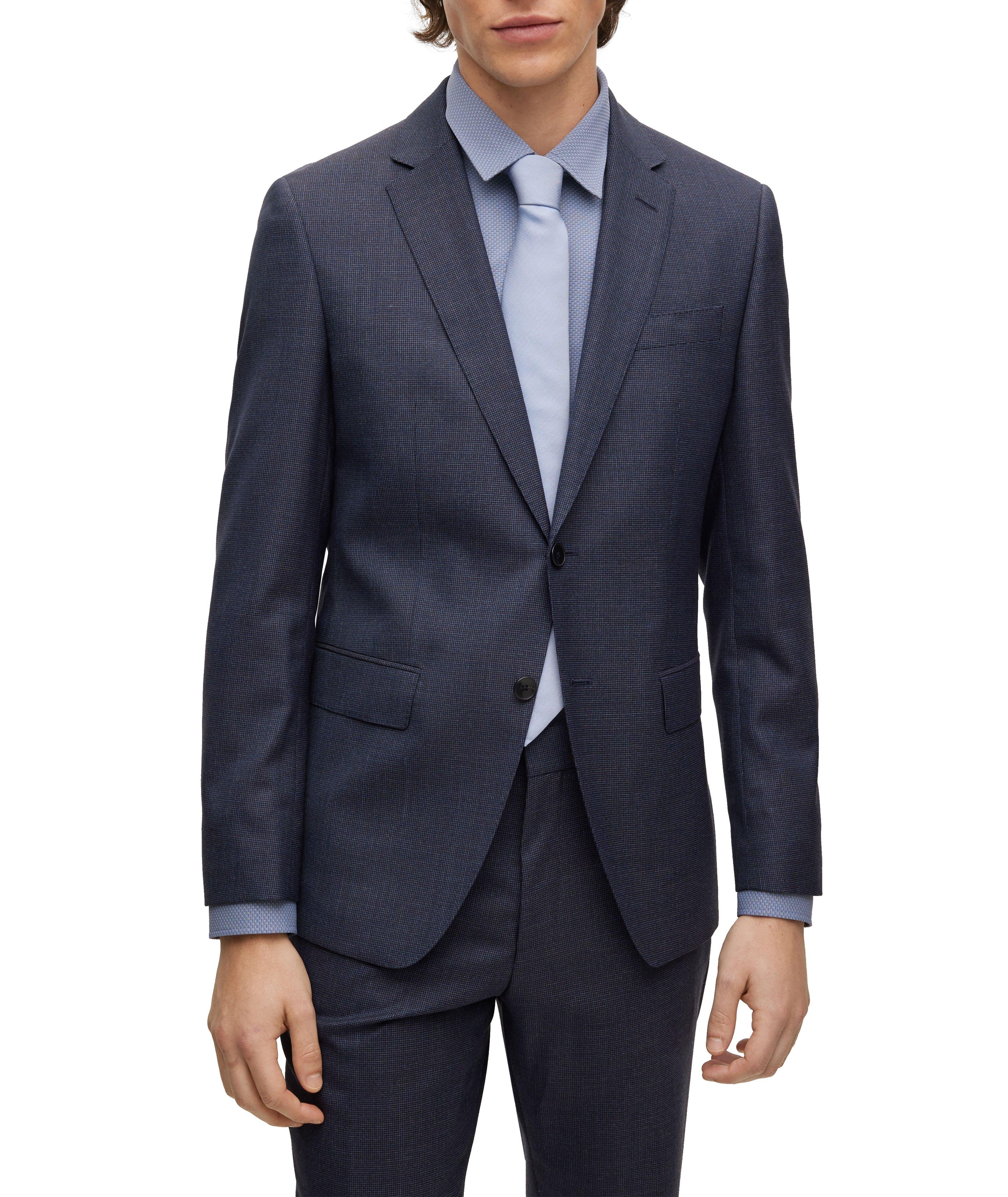 BOSS Slim-Fit Virgin-Wool Micro-Patterned Serge Suit | Suits | Harry Rosen