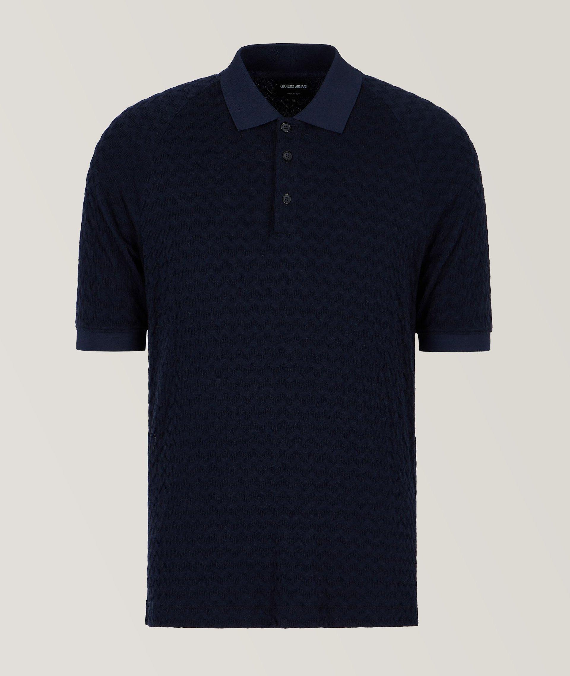 Giorgio Armani Chevron Jacquard Stretch-Cashmere Polo | Polos | Harry Rosen