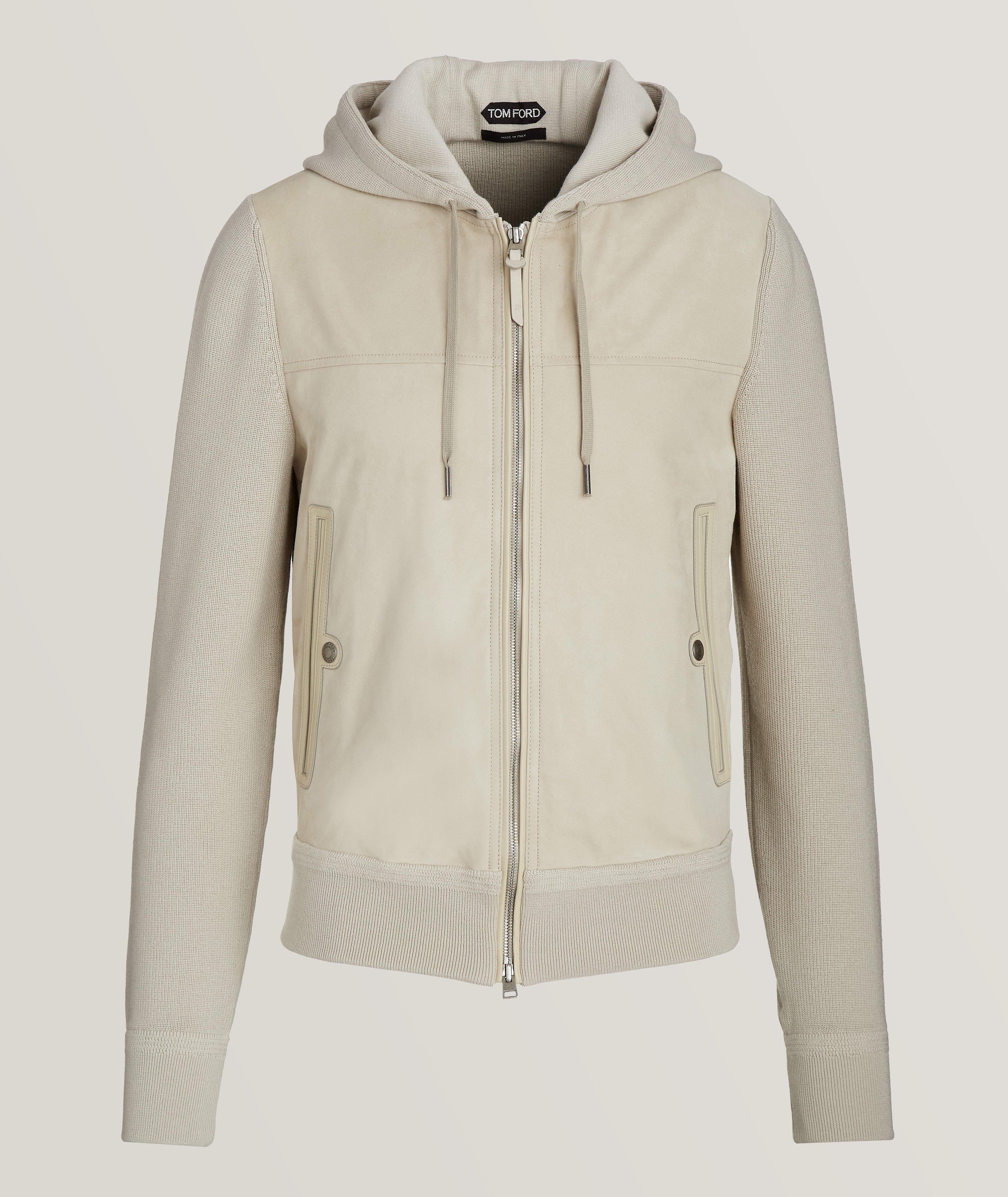 TOM FORD Suede-Knit Hybrid Hooded Sweater | Leather | Harry Rosen