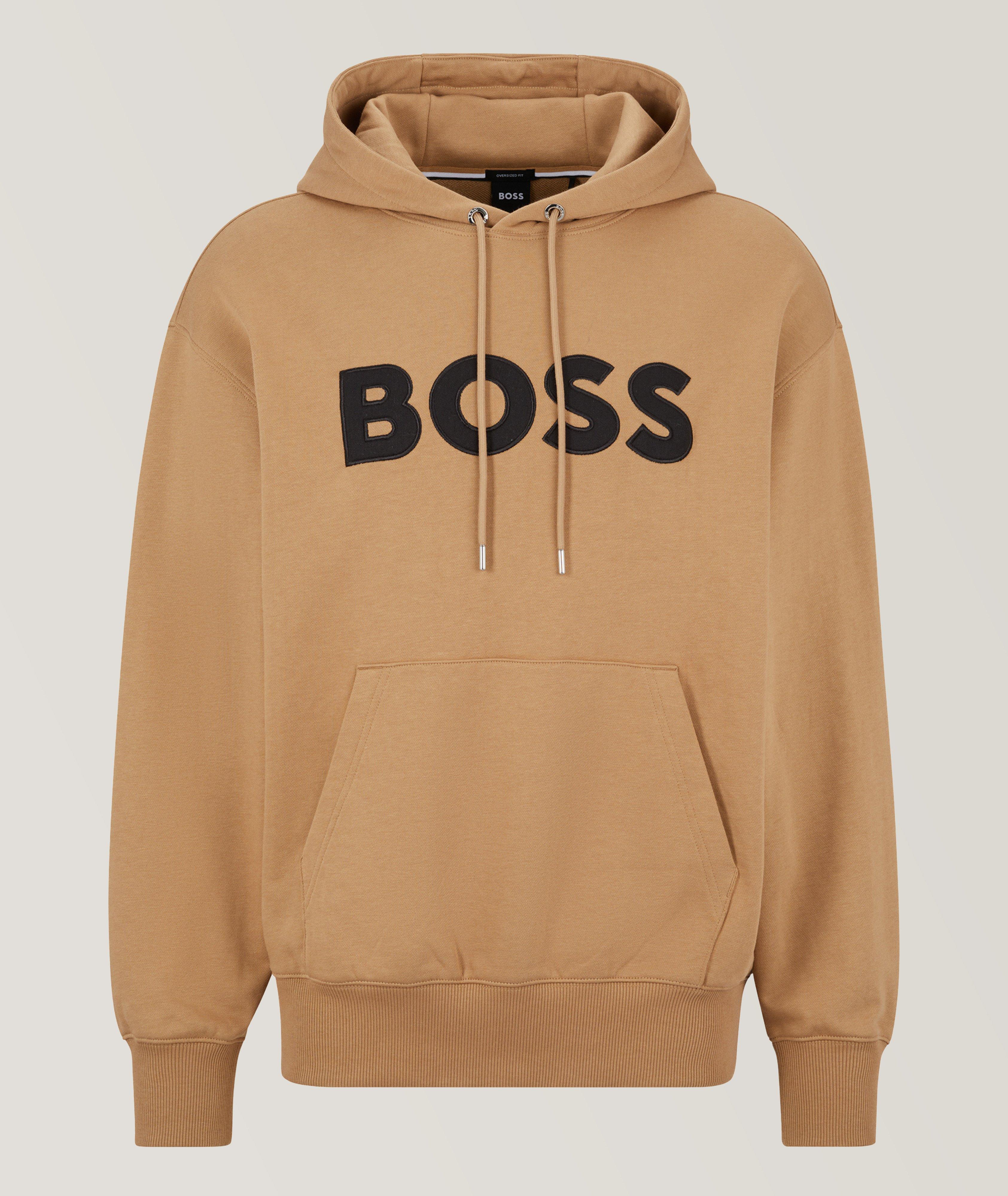 BOSS Logo Applique Oversized Organic Cotton Hooded Sweater | Sweaters ...