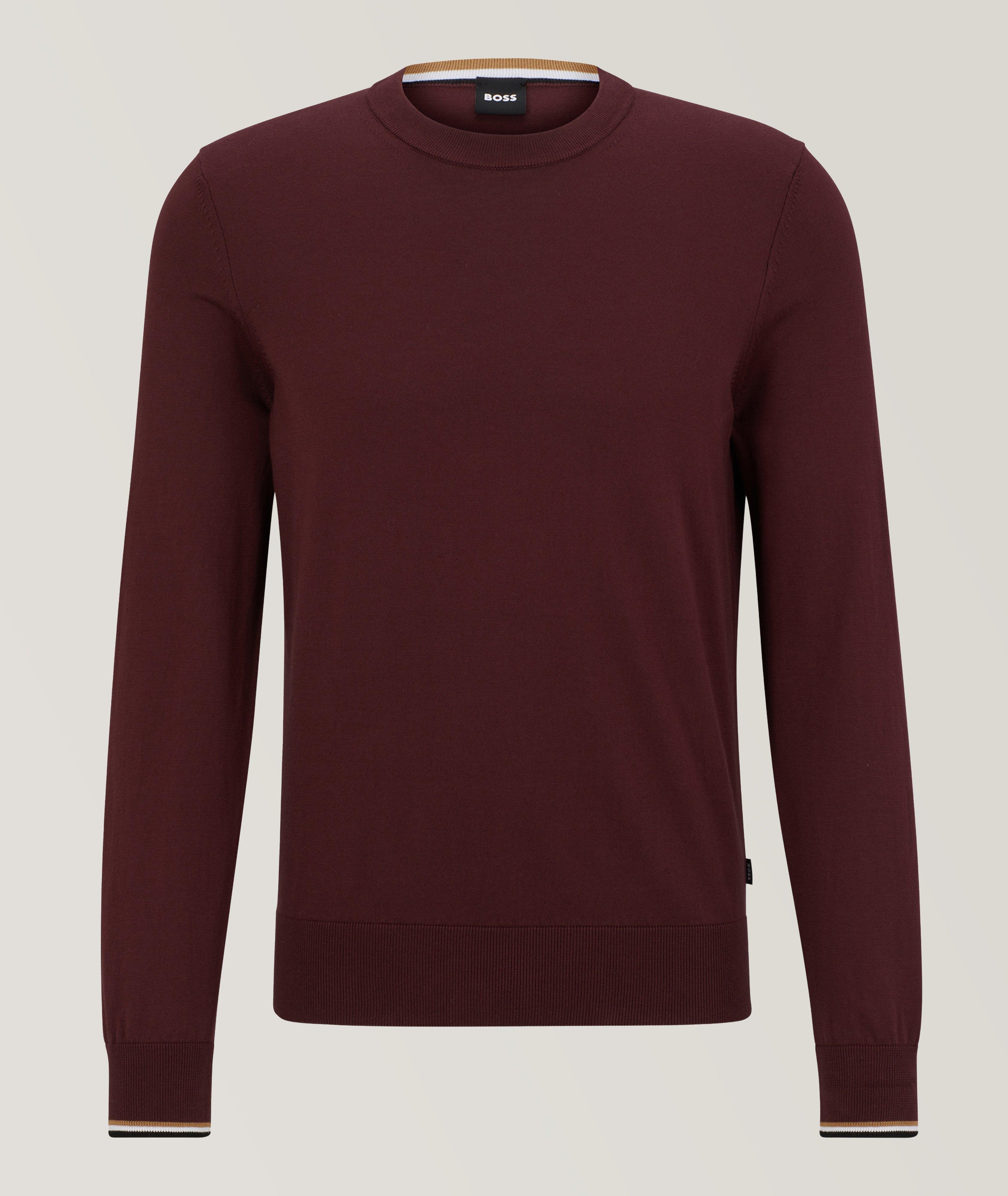 BOSS Stripe Tipping Organic Cotton Sweater | Sweaters & Knits | Harry Rosen