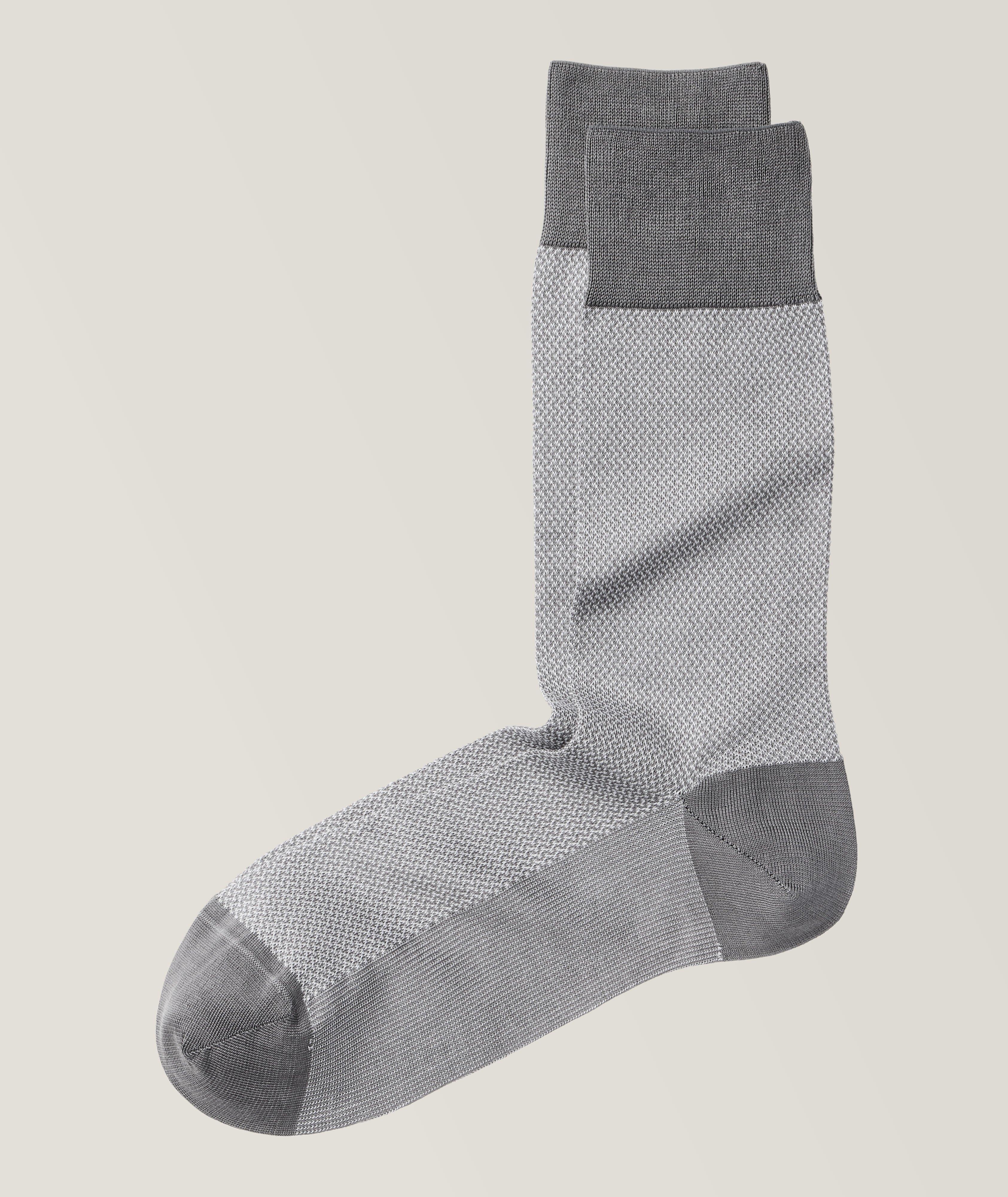 Harold Striped Herringbone Cotton Blend Socks | Socks | Harry Rosen
