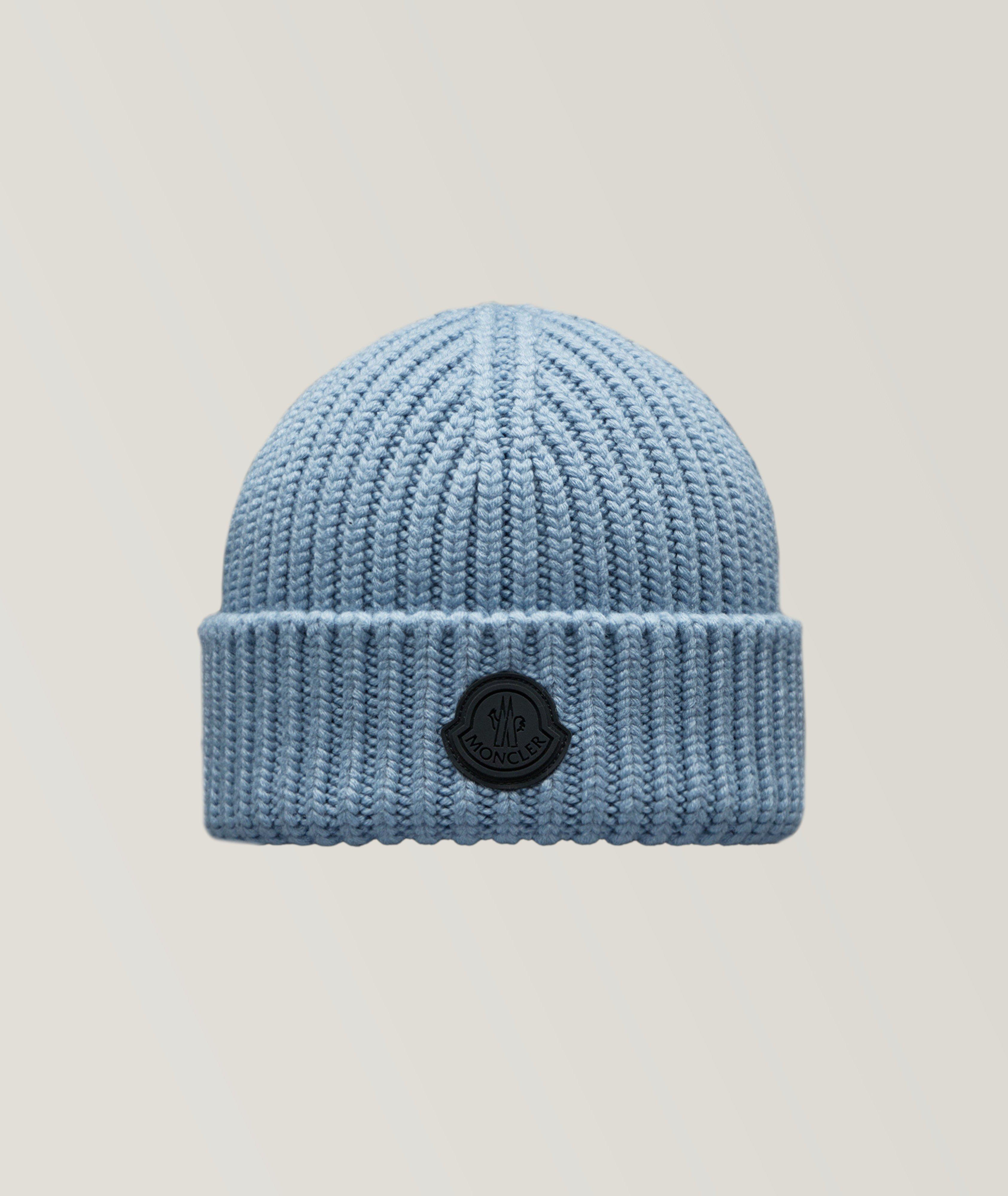 Moncler Tuque en tricot de laine vierge avec écusson de marque ...