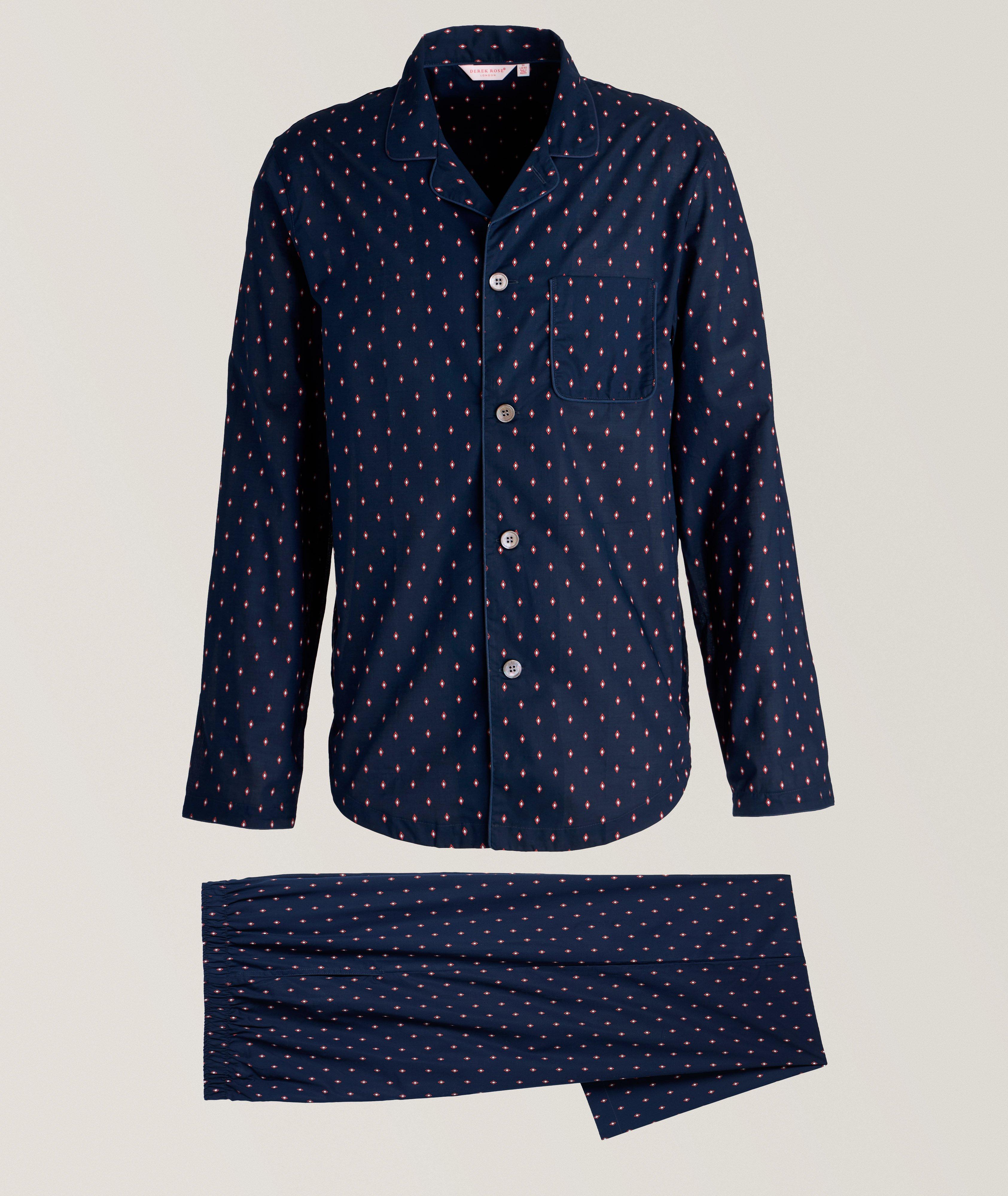 Derek Rose Diamond Cotton Modern Fit Pajama Set | Sleepwear | Harry Rosen