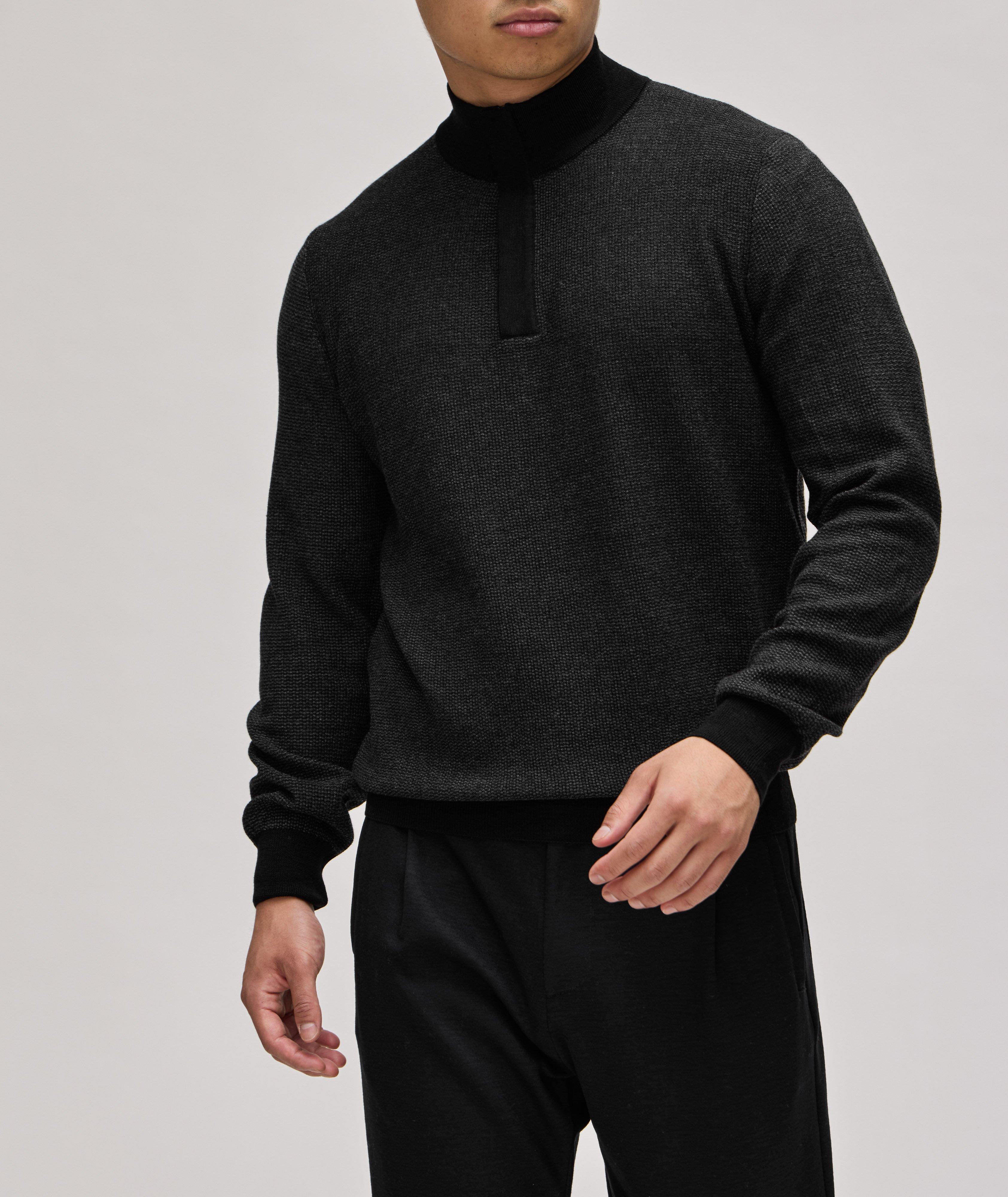 Canali Mélange Wool Concealed Quarter-Zip Placket | Sweaters & Knits ...