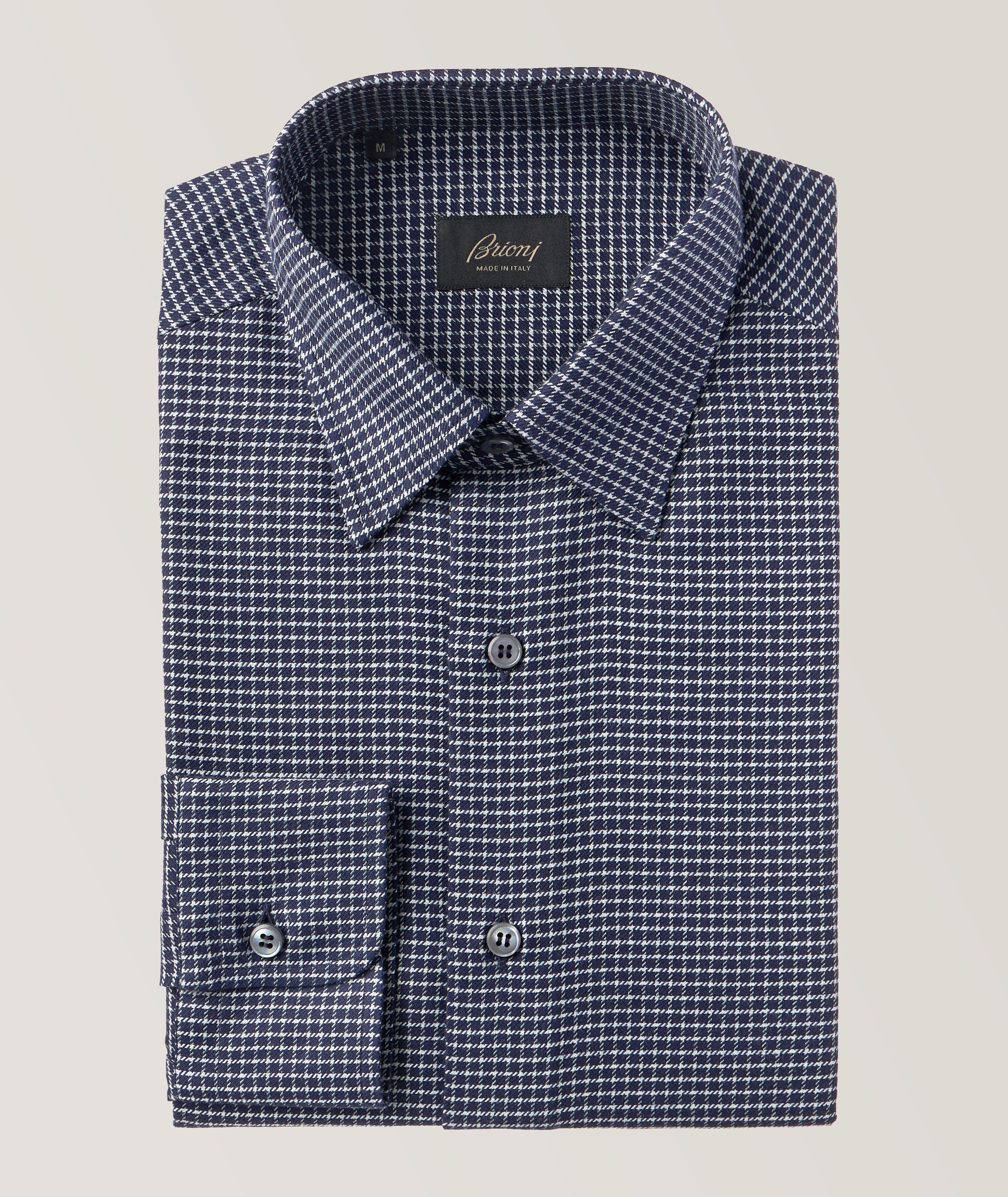 Brioni Miniature Grid Cotton Cashmere Sport Shirt | Casual Shirts ...