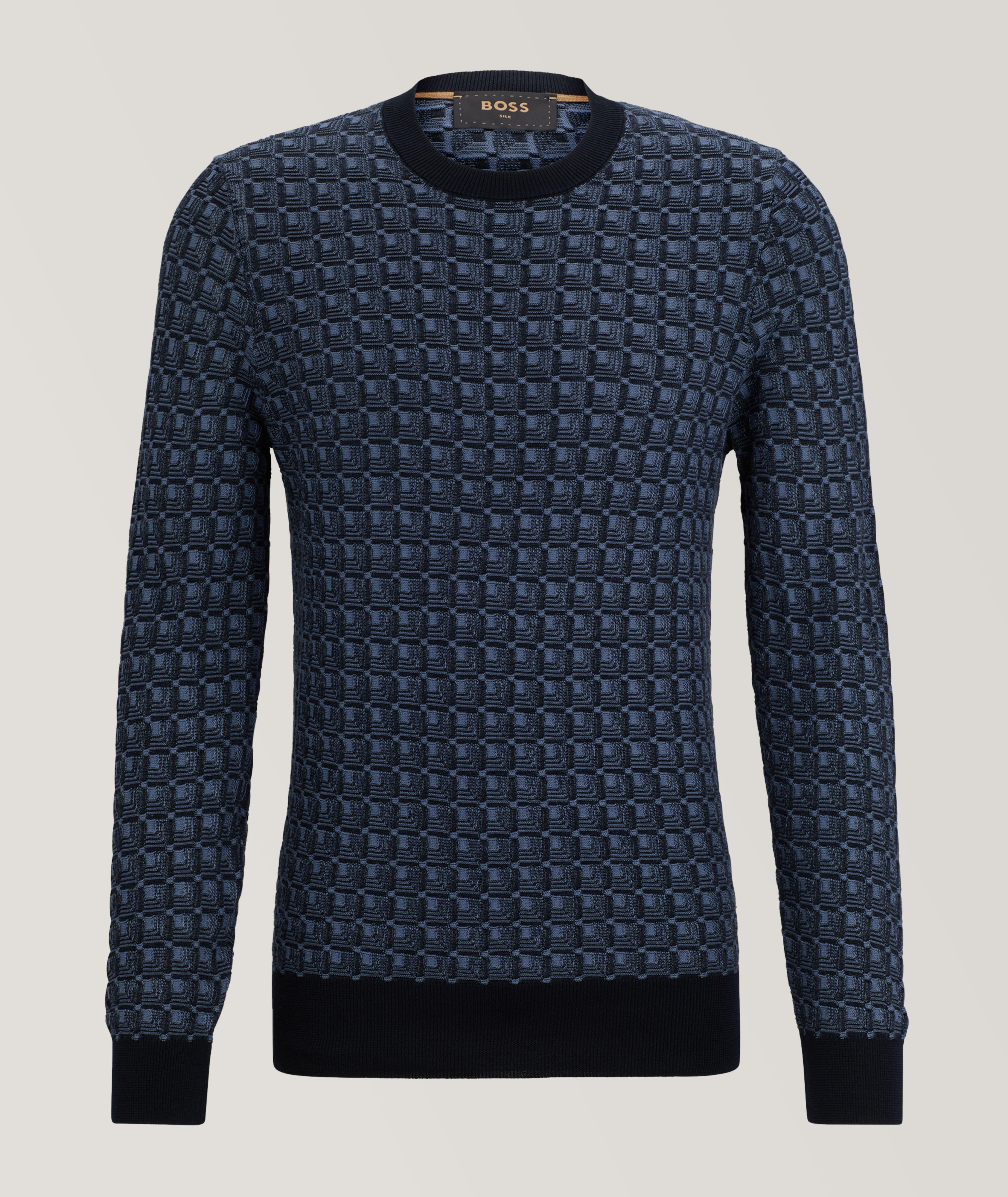 BOSS Geometric Structure Silk Sweater | Sweaters & Knits | Harry Rosen
